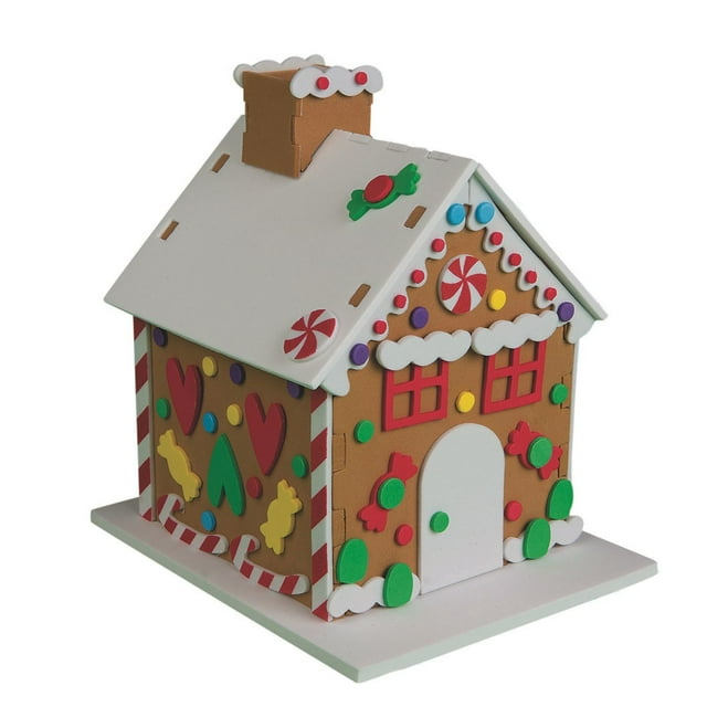Free Shipping! Foam Gingerbread Houses Craft Kit (Pack of 12) - Walmart ...