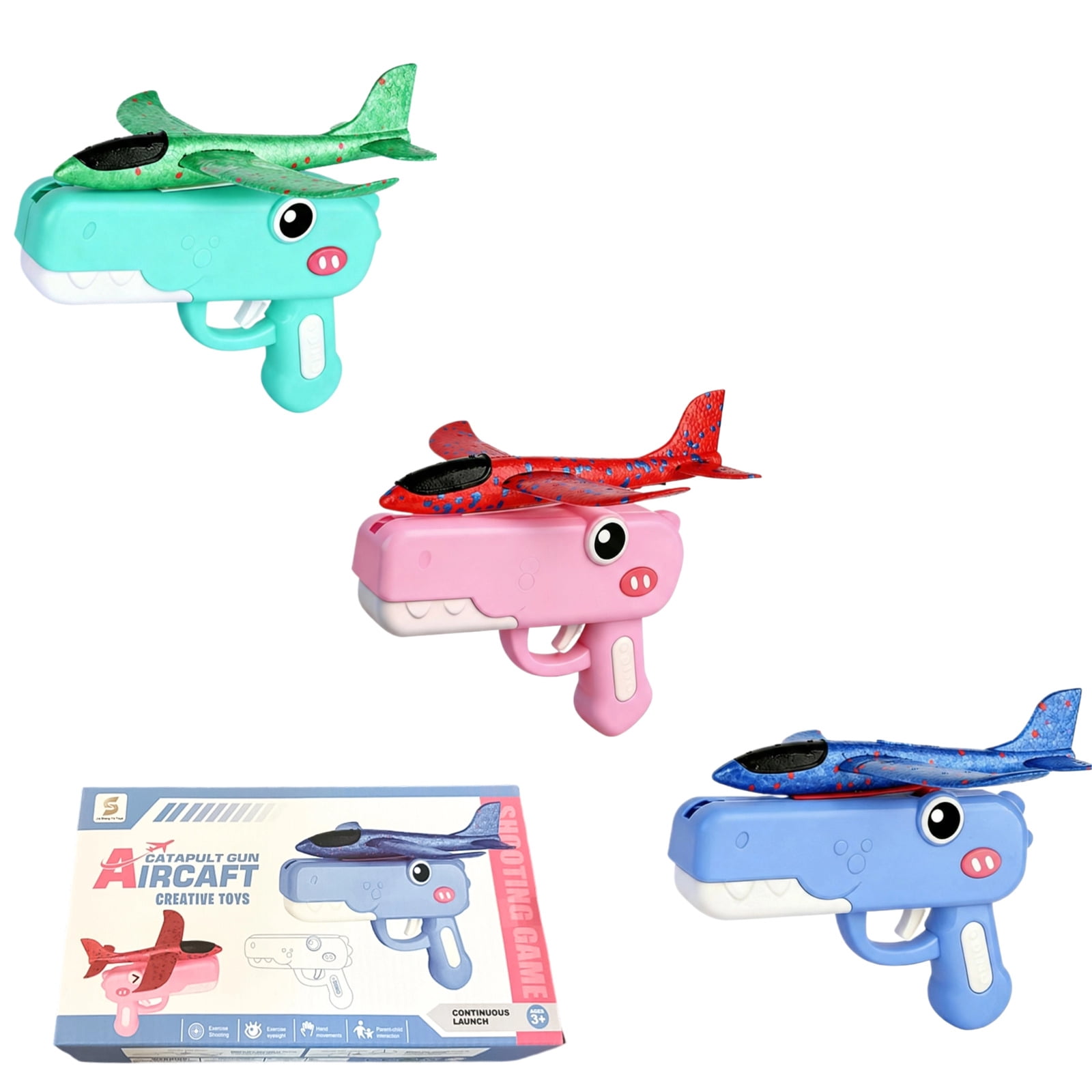 Foam Glider Airplane Launcher Toy,Dinosaur Catapult Gun Aircraft ...