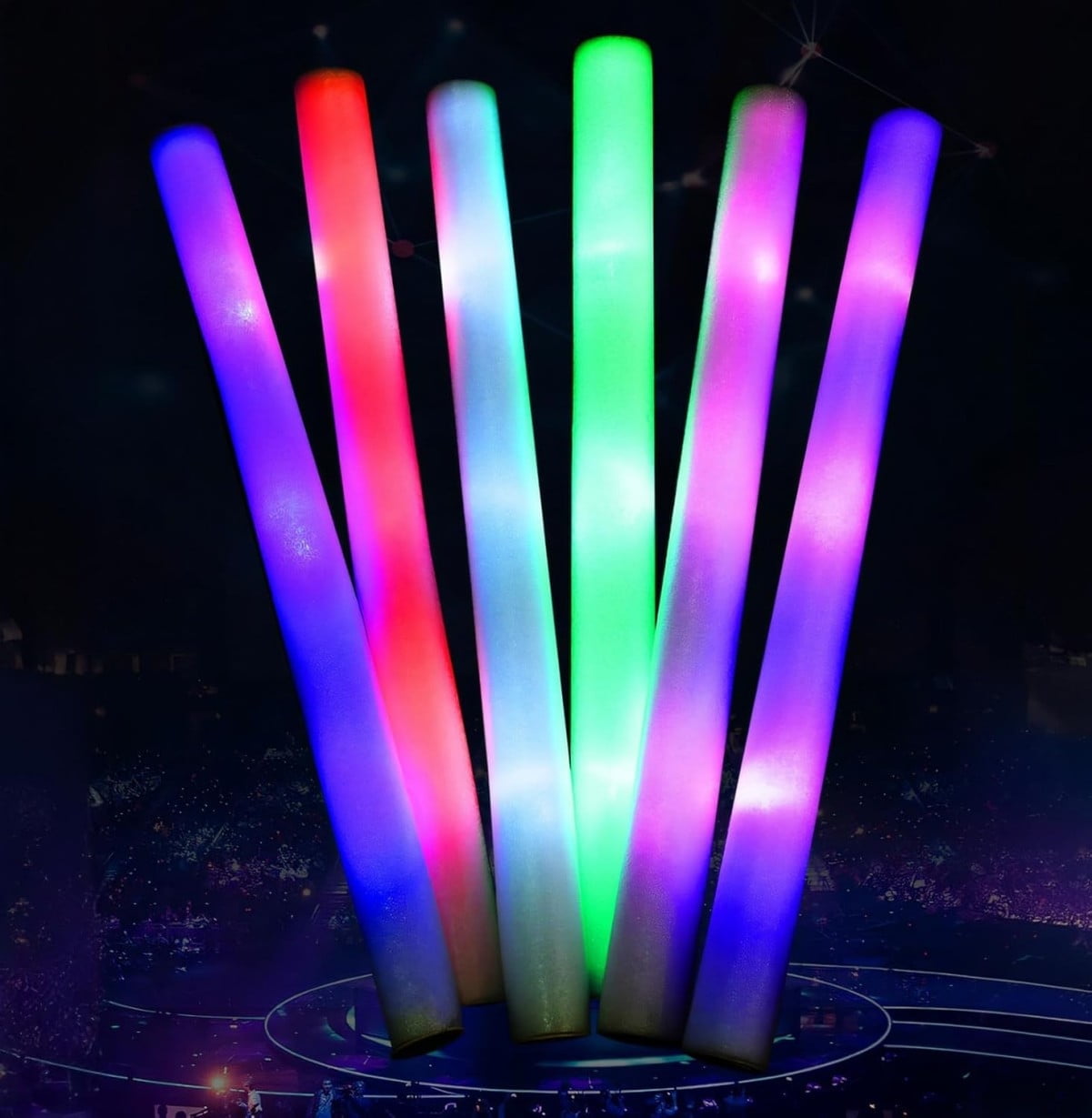 Foam Glow Sticks, 100PCS LED Light Up Foam Sticks with 3 Modes Flashing ...