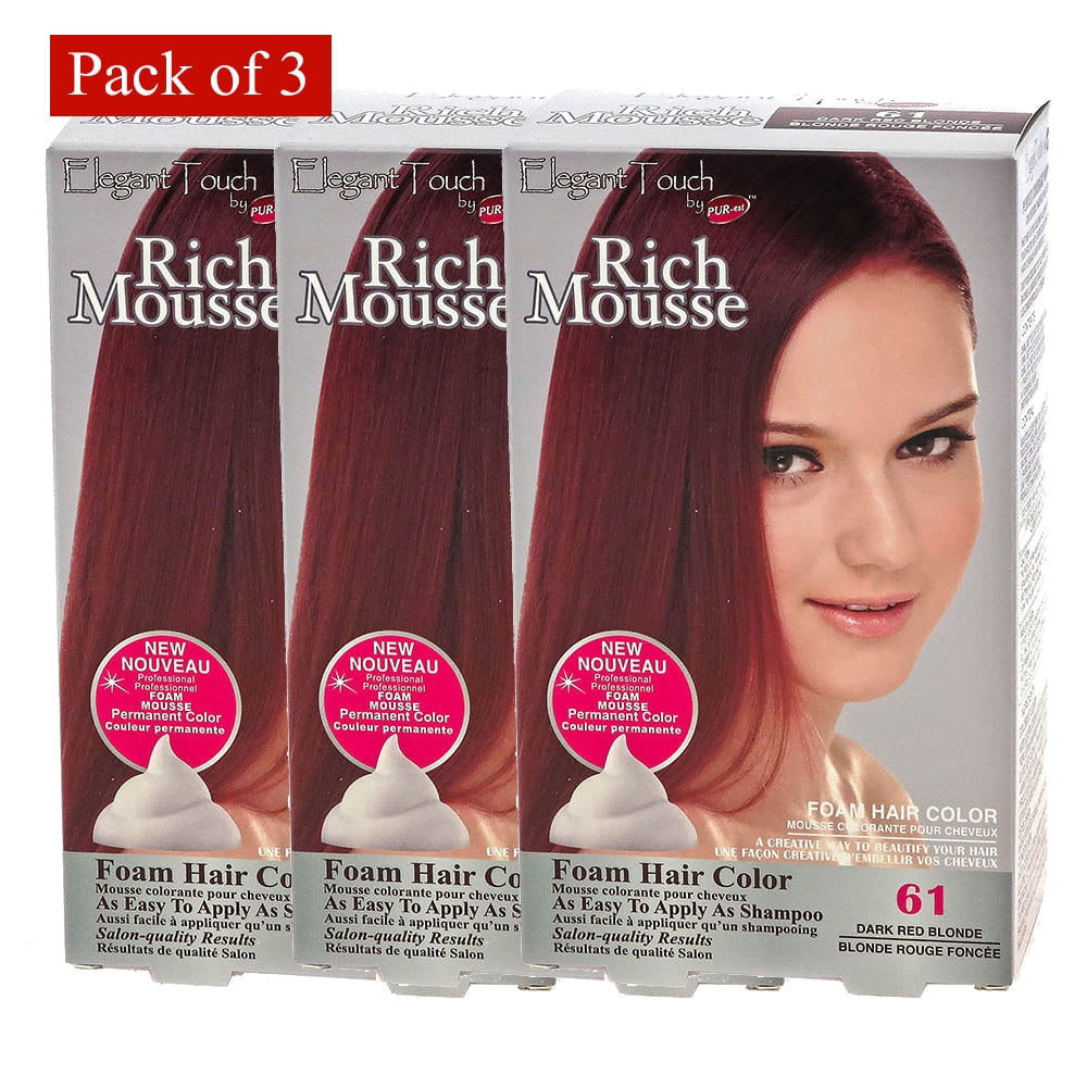 Foam Hair Color Rich Mousse Dark Red Blonde #61, Elegant Touch By PUR ...