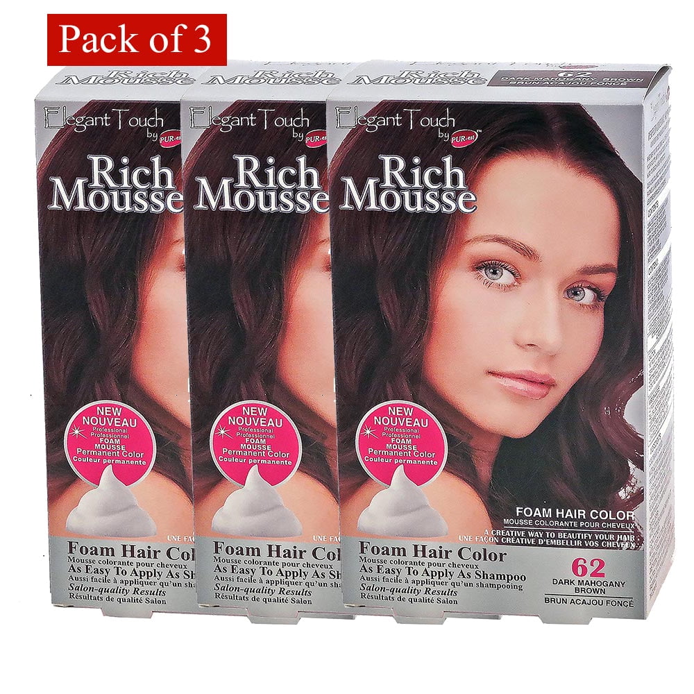 Foam Hair Color Rich Mousse Mahogany Brown #62, Elegant Touch By PUR ...