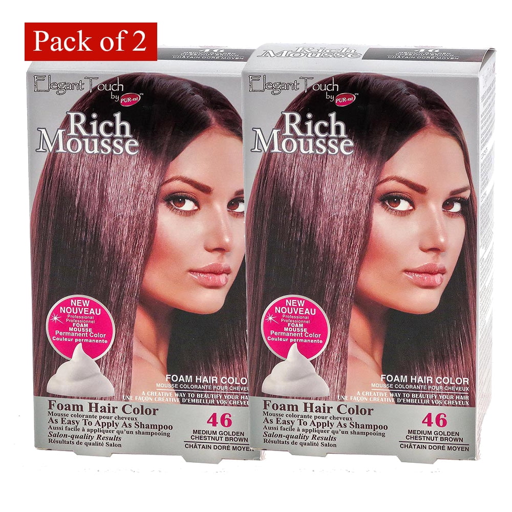 Foam Hair Color Rich Mousse Medium Golden Chestnut Brown #46, Elegant ...