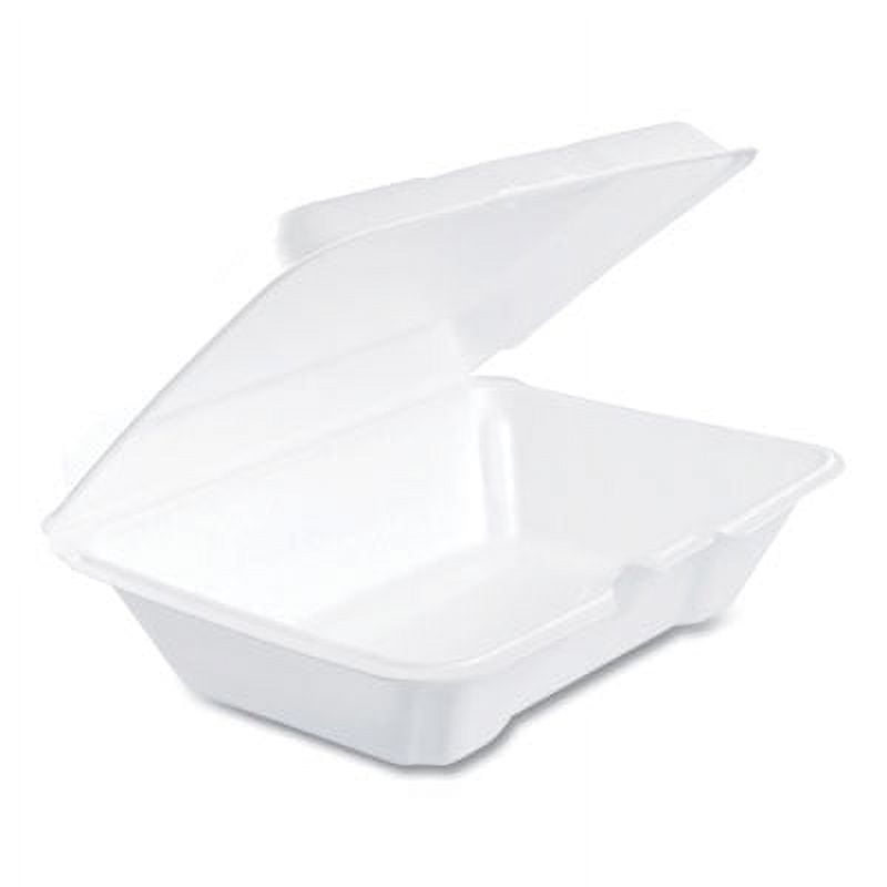 Foam Hinged Lid Containers, 1-Compartment, 6.4 x 9.3 x 2.9, White, 100 ...