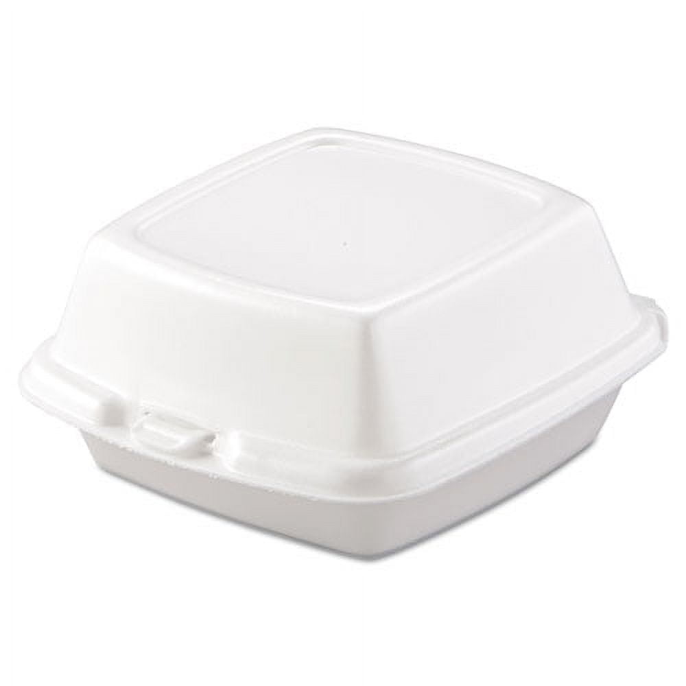 Foam Hinged Lid Containers, 6 X 5.78 X 3, White, 500/carton | Bundle of ...