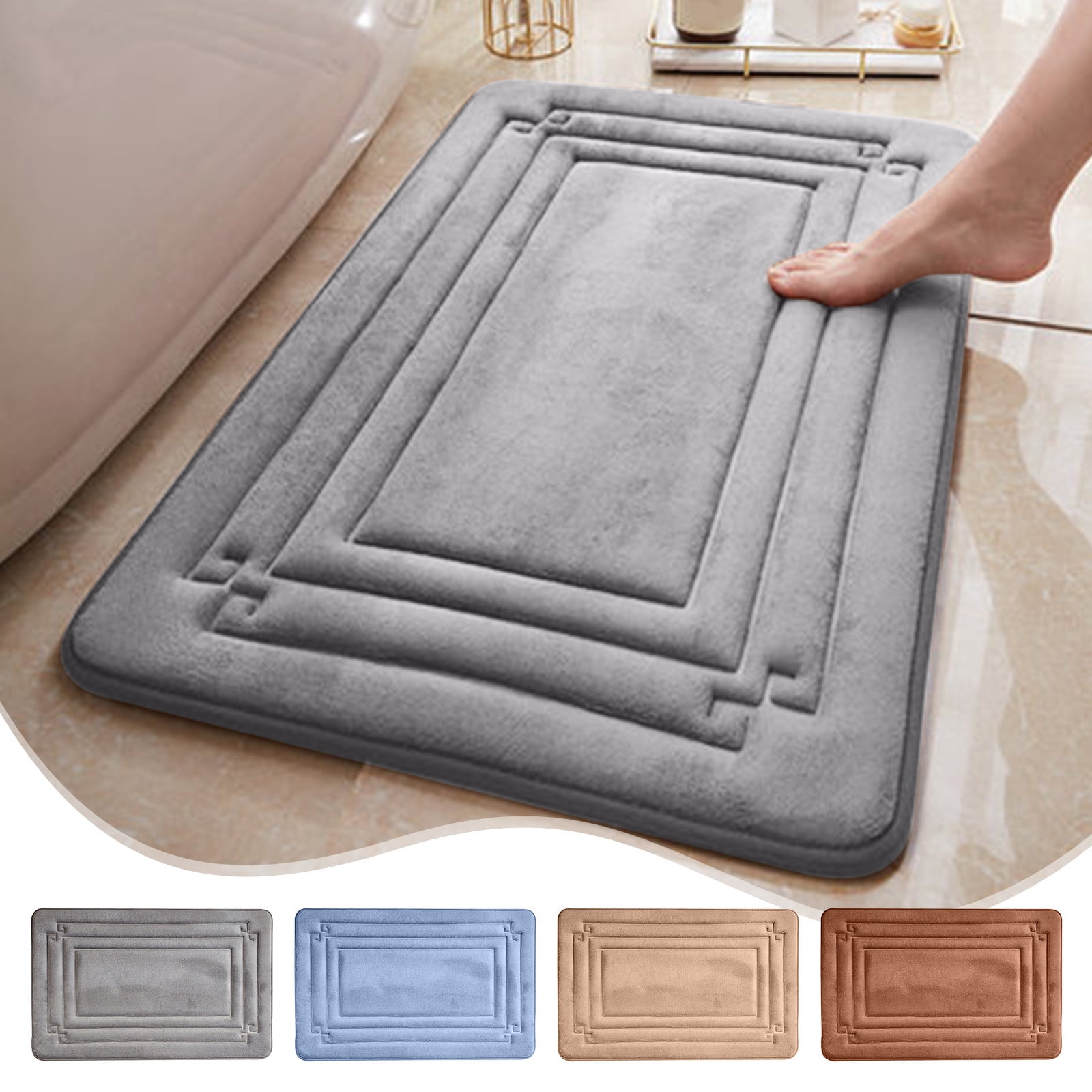 Foam Mat, Washable Rugs for Kitchen, Non-Slip Bathroom Mats, Absorbent ...