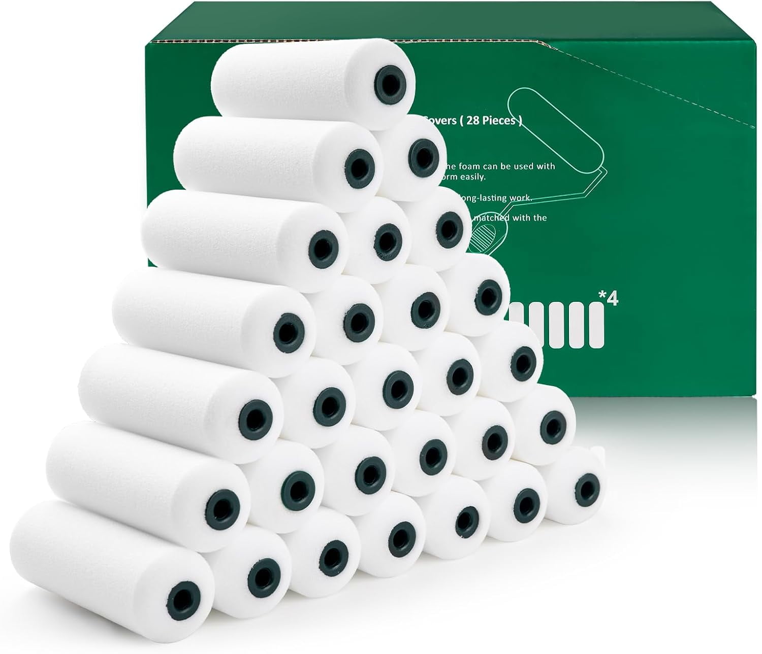 Foam Paint Roller, 28 Pack, 4 Inch Small Paint Roller Kit with High ...