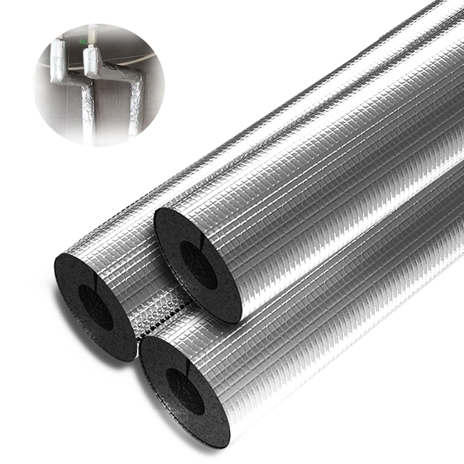 Foam Pipe Insulation Water Pipe Tubing Cover, Self Adhesive Foam Pipe Covers with Aluminum Foil ...