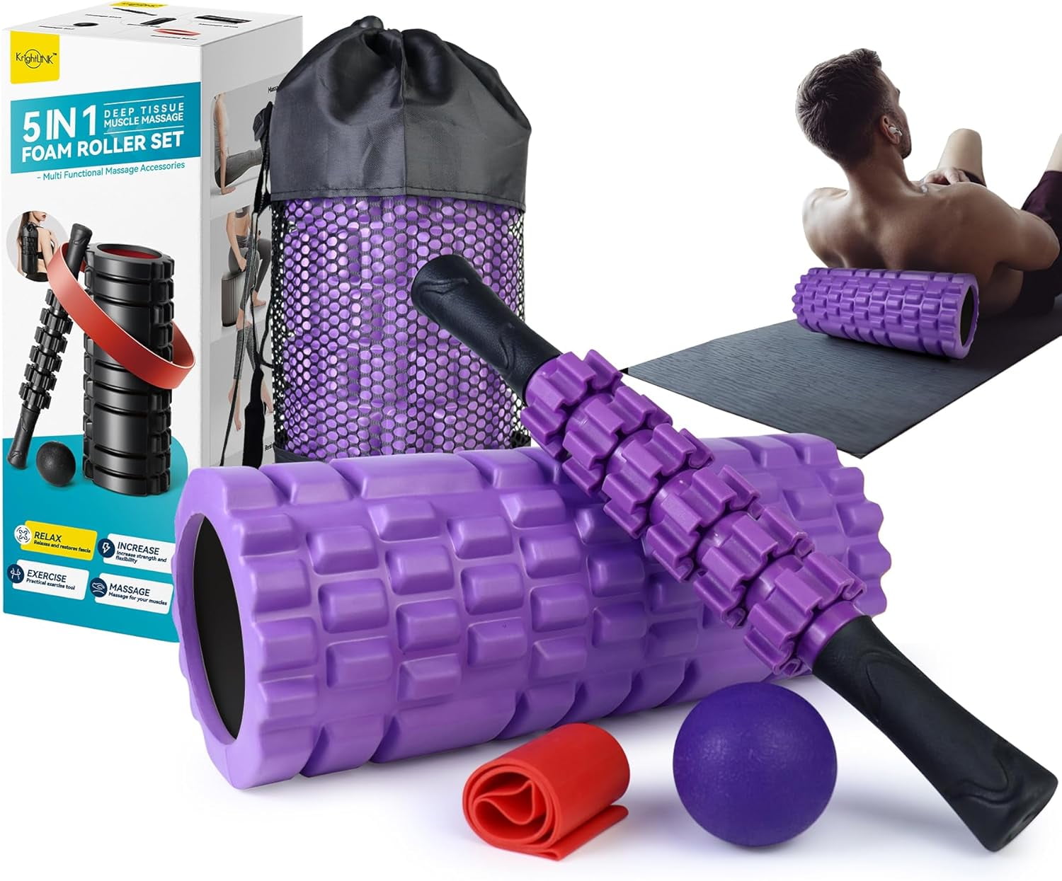 Foam Roller Set for Deep Tissue Muscle Massage, Trigger Point Fitness ...