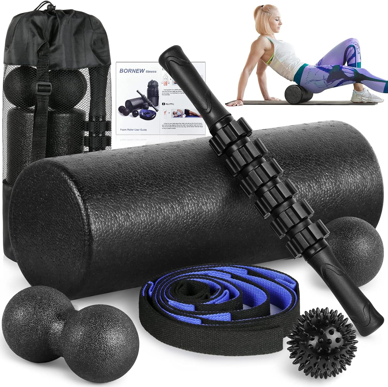 Foam Roller Set - High Density Back Roller, Muscle Roller Stick,2 Foot ...