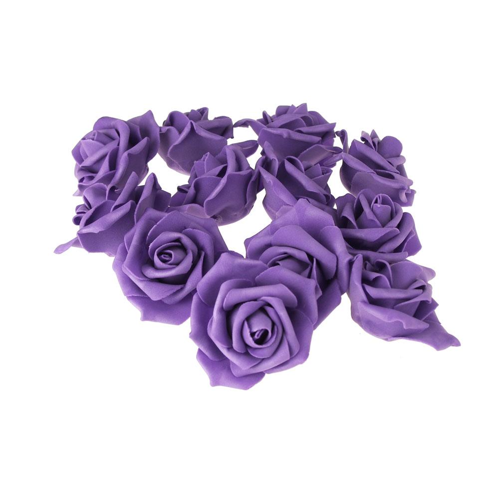 Foam Roses Flower Head Embellishment, 3-Inch, 12-Count, Purple ...