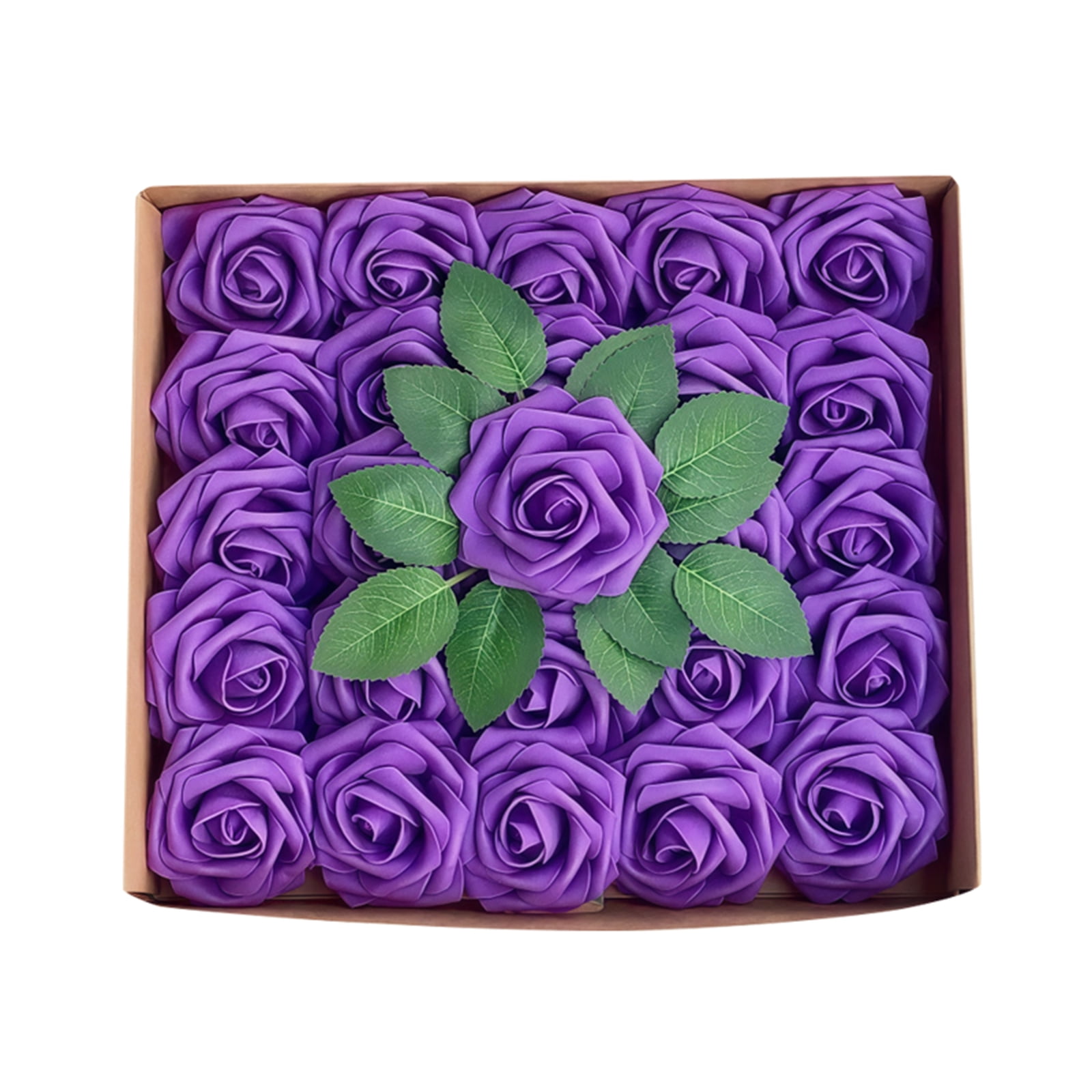 Foam Roses With Stems And Leaves, Artificial Flowers (25 Blooms), Deep ...