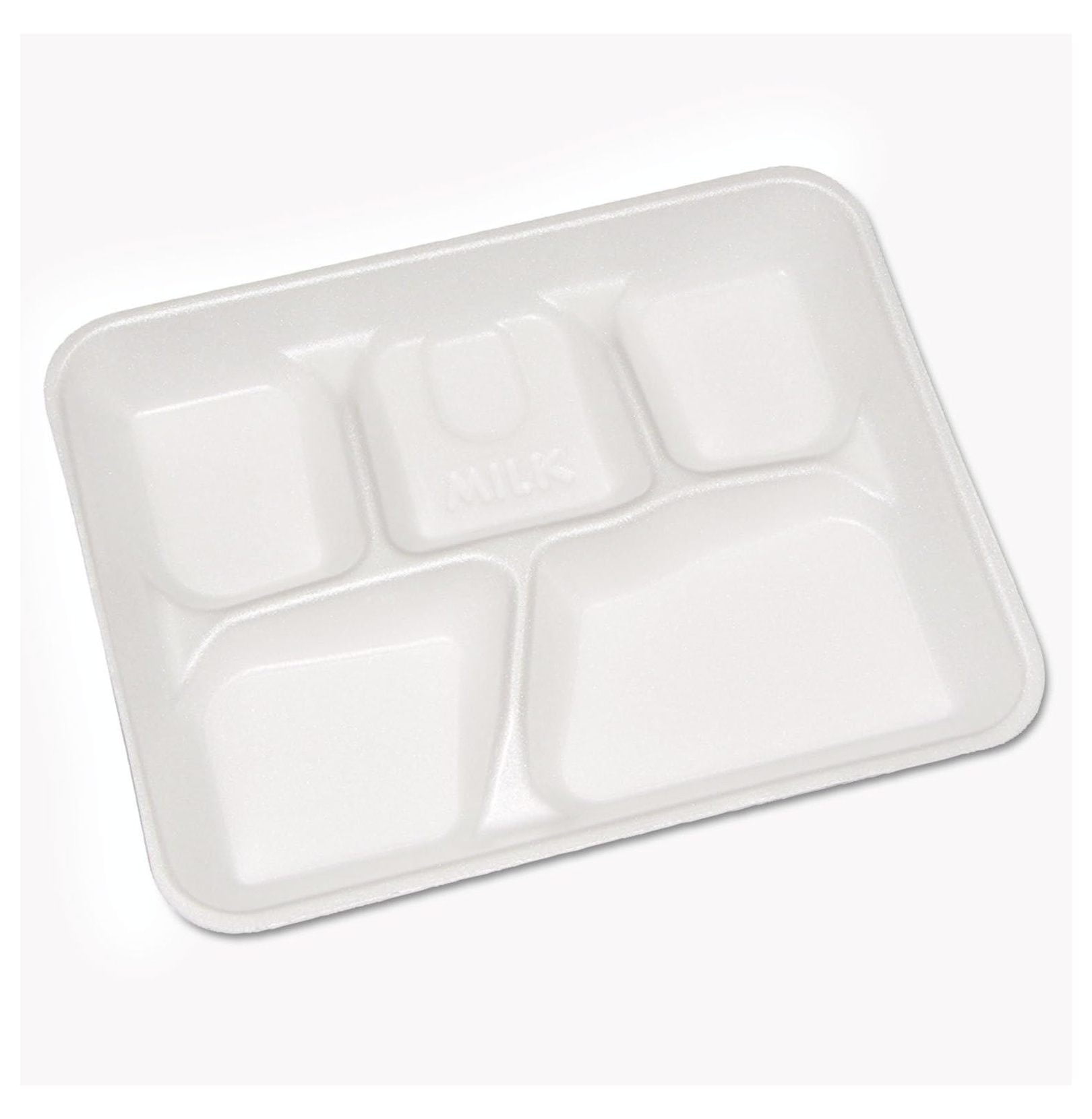 Lightweight Foam School Trays, 5-Compartment, White, 500/Carton, 8 1/4 ...