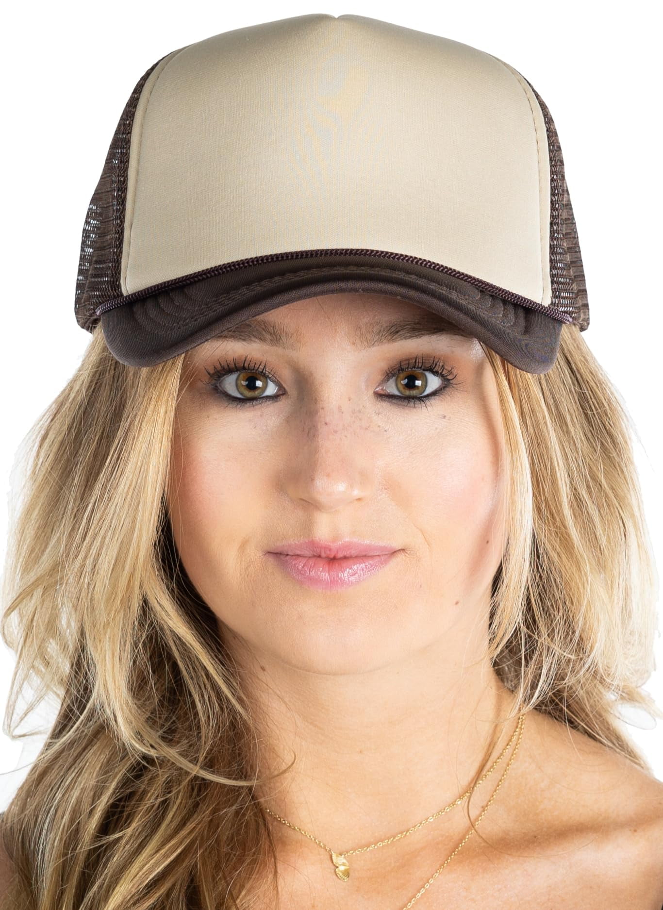 Foam Snapback Trucker Hat - Tan/Brown - Walmart.com