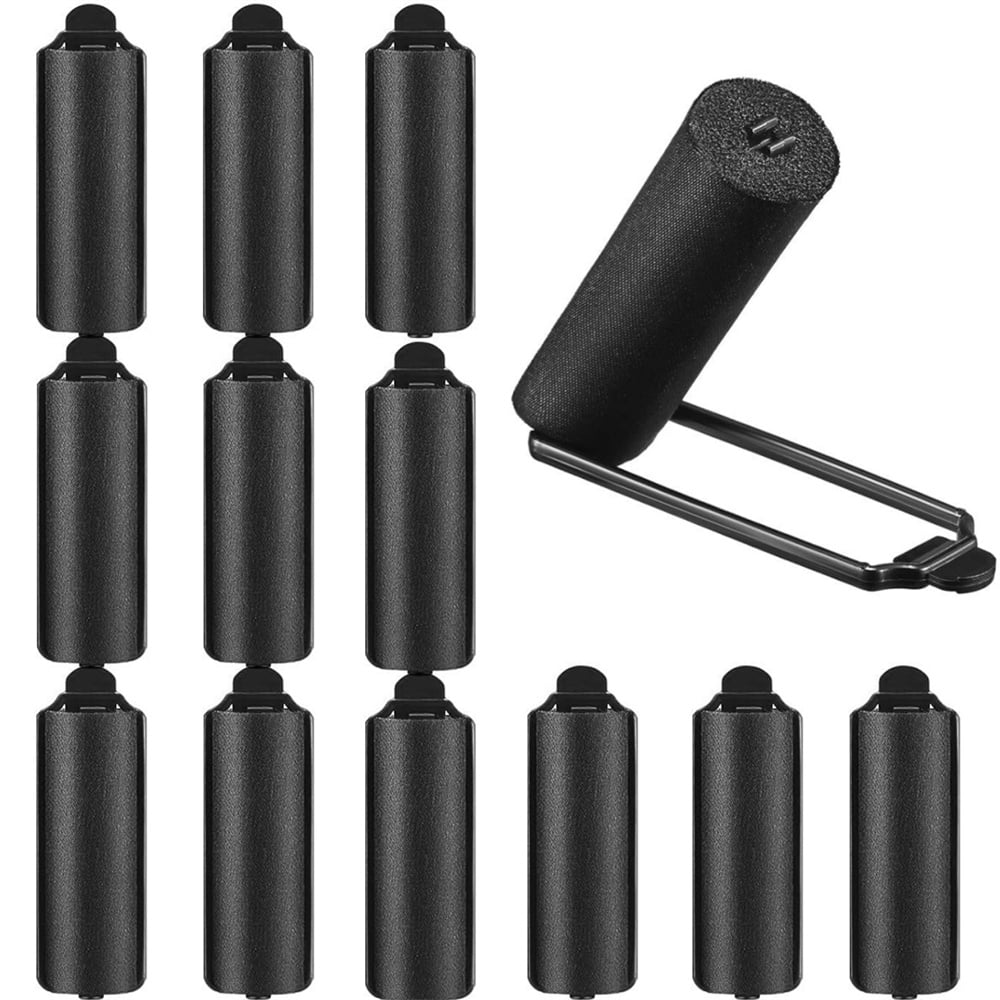 Foam Sponge Rollers Set,12 Pack Black Sponge Hair Roller Clips,0.8 ...