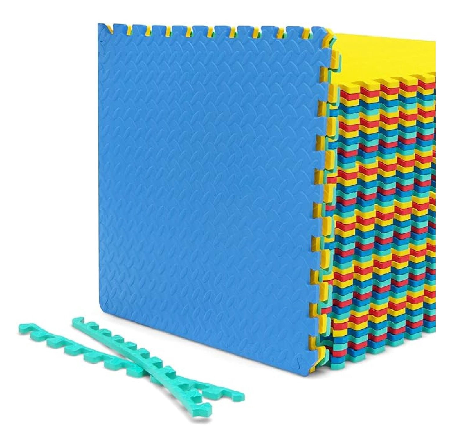 Foam Tiles Exercise Flooring, 1/2 Inch Interlocking Mats with Border ...