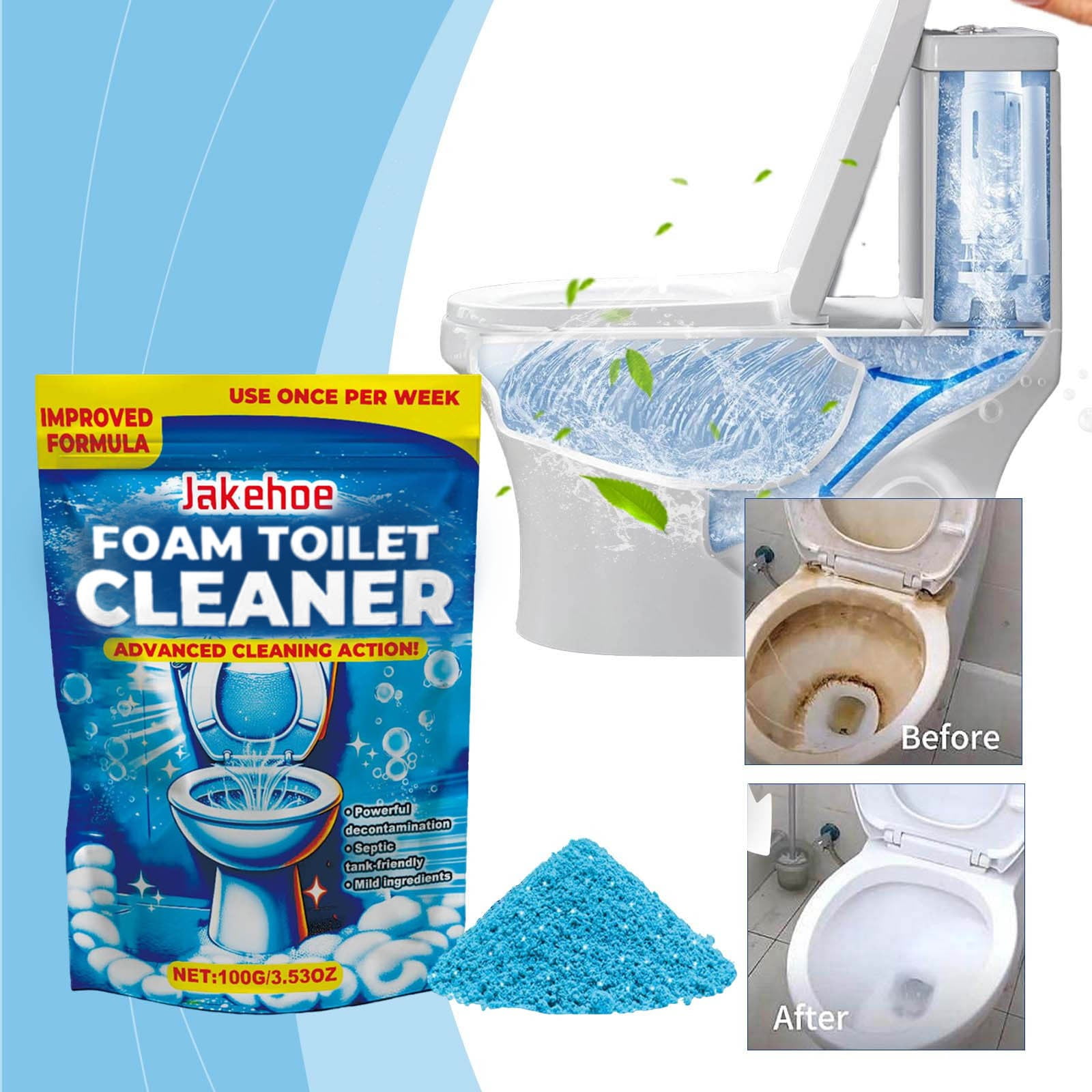 Foam Toilet Cleaner, Advanced Formula, Septic Safe；Self Activating ...