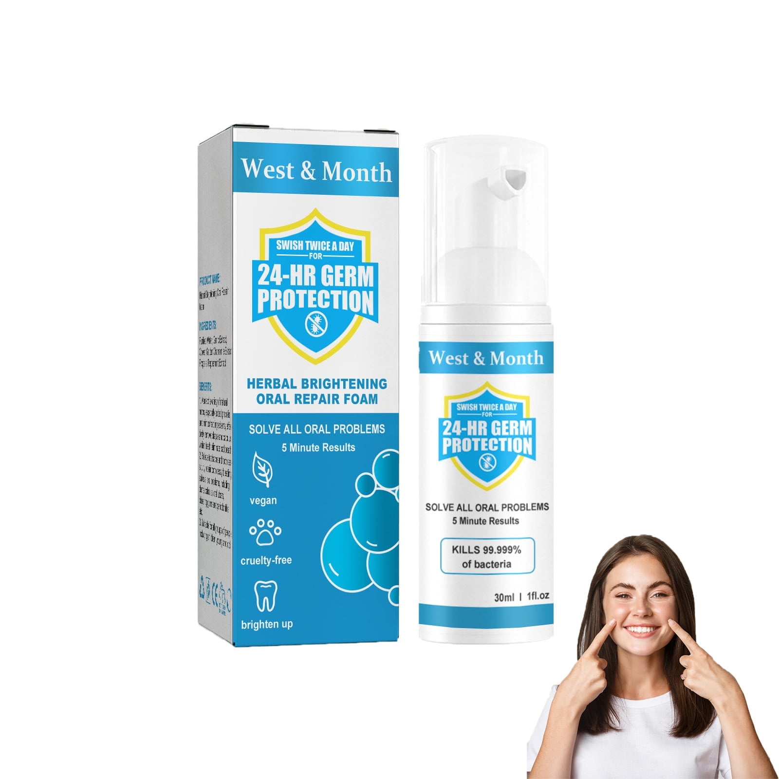 Foam Toothpaste, Herbal Brightening Oral Repair Foam, Deeply Cleaning ...