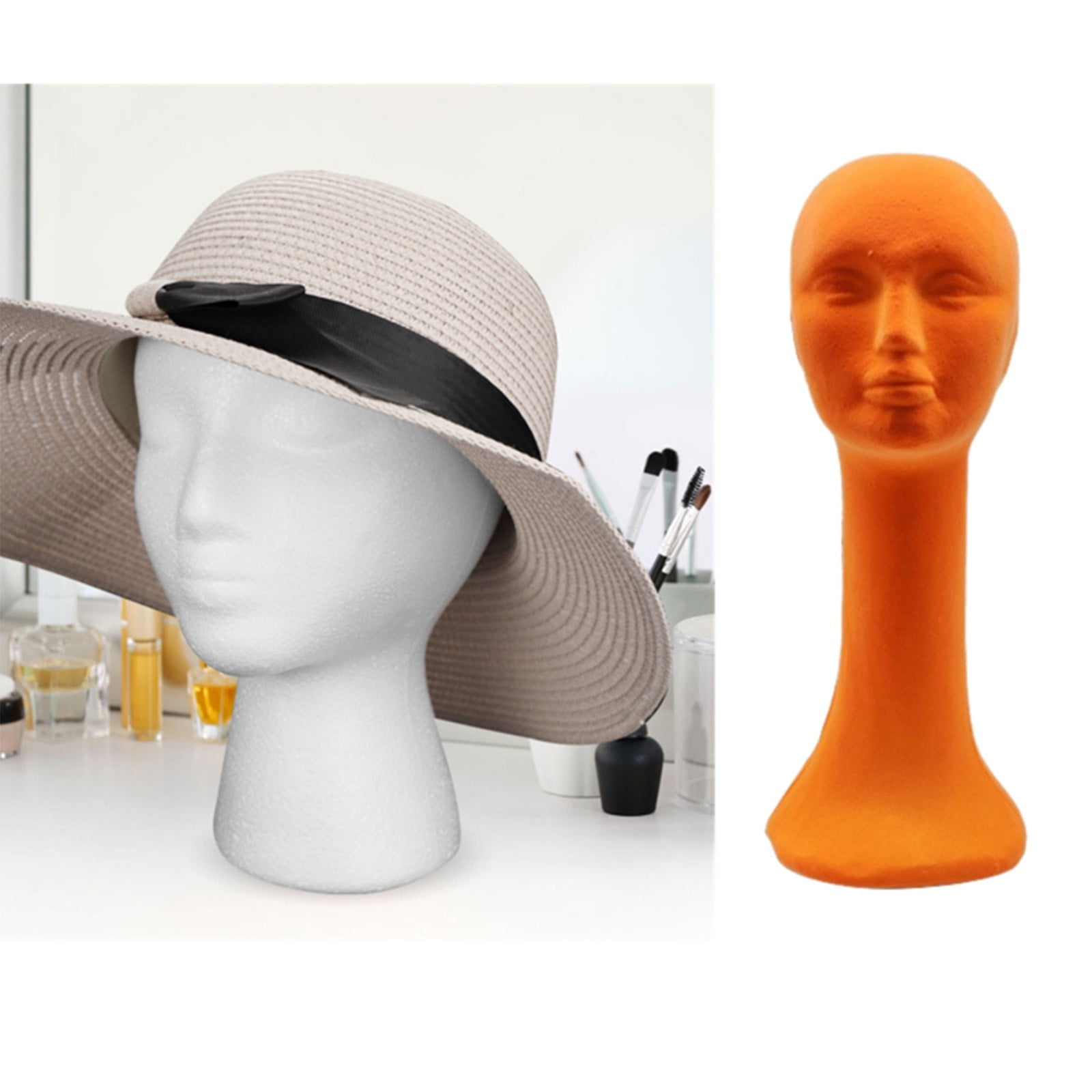 Foam Wig Display Head - Flocked Female Mannequin Head For Hat, Wig ...