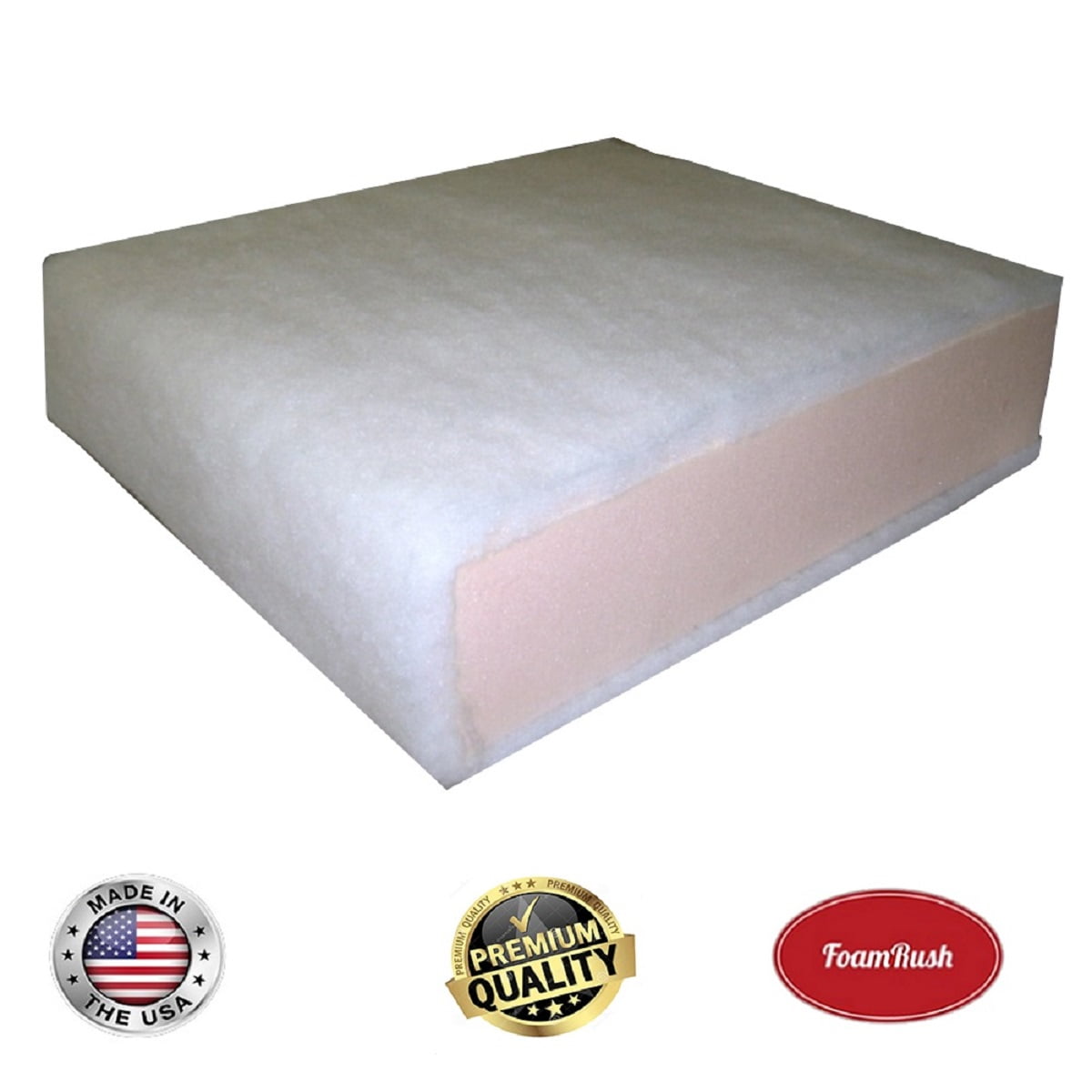 FoamRush Seat Cushion Foam, 5 x 26 x 26 Inches, Batting Dacron Wrapped ...