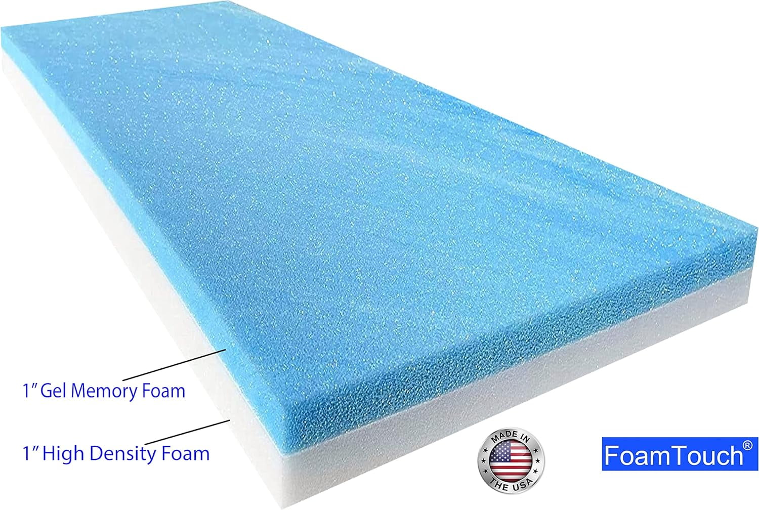 FoamTouch 2"x24"x72" Cool Gel Memory Foam Bench Cushion Replacement ...