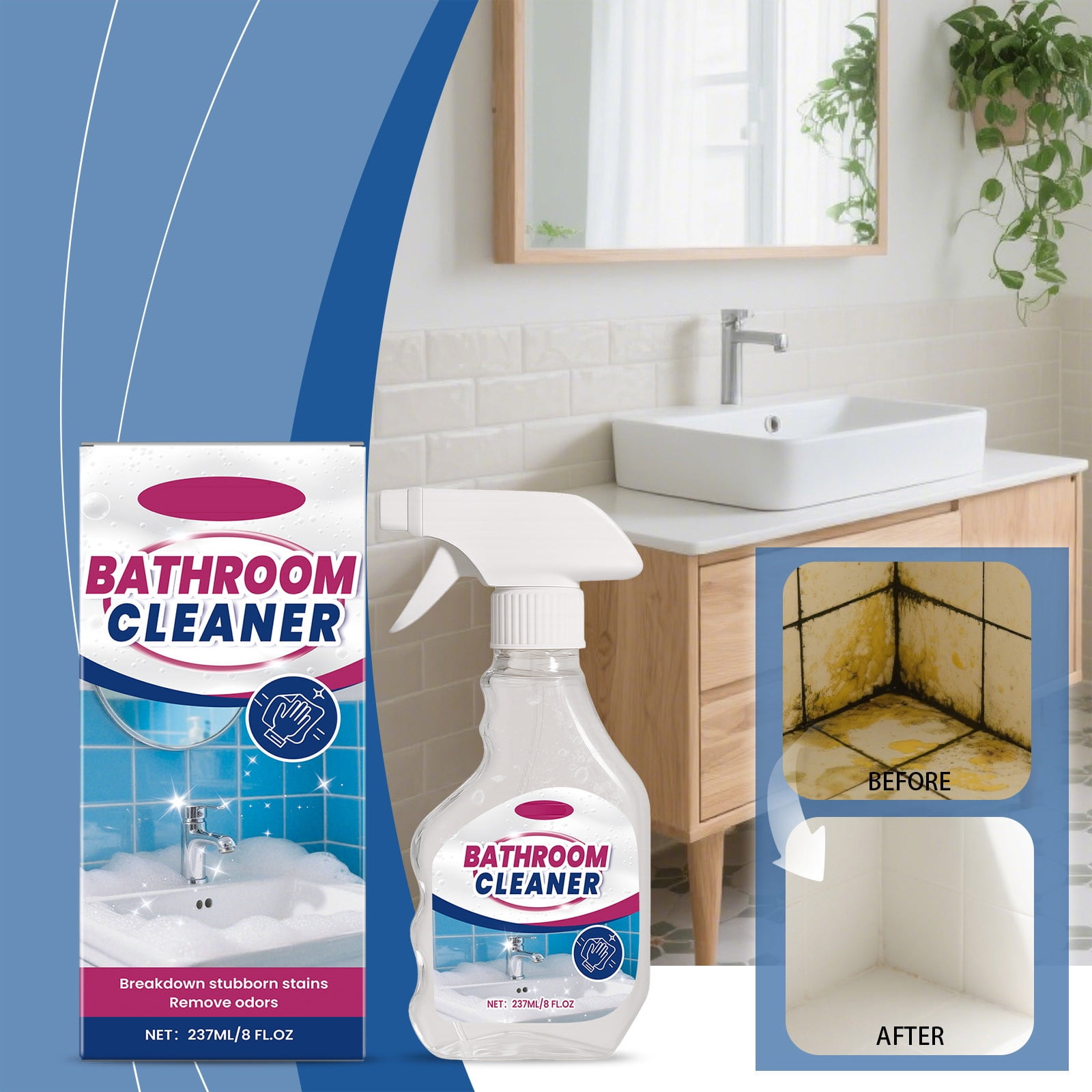 Foaming Bathroom Cleaner for Tiles Glass Faucets and Tub 237ml ...