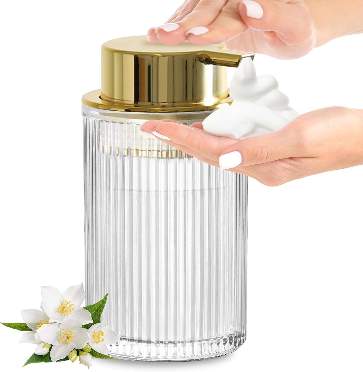 Foaming Soap Dispenser, 11 Fl Oz Clear Glass Foam Hand Soap Dispenser ...
