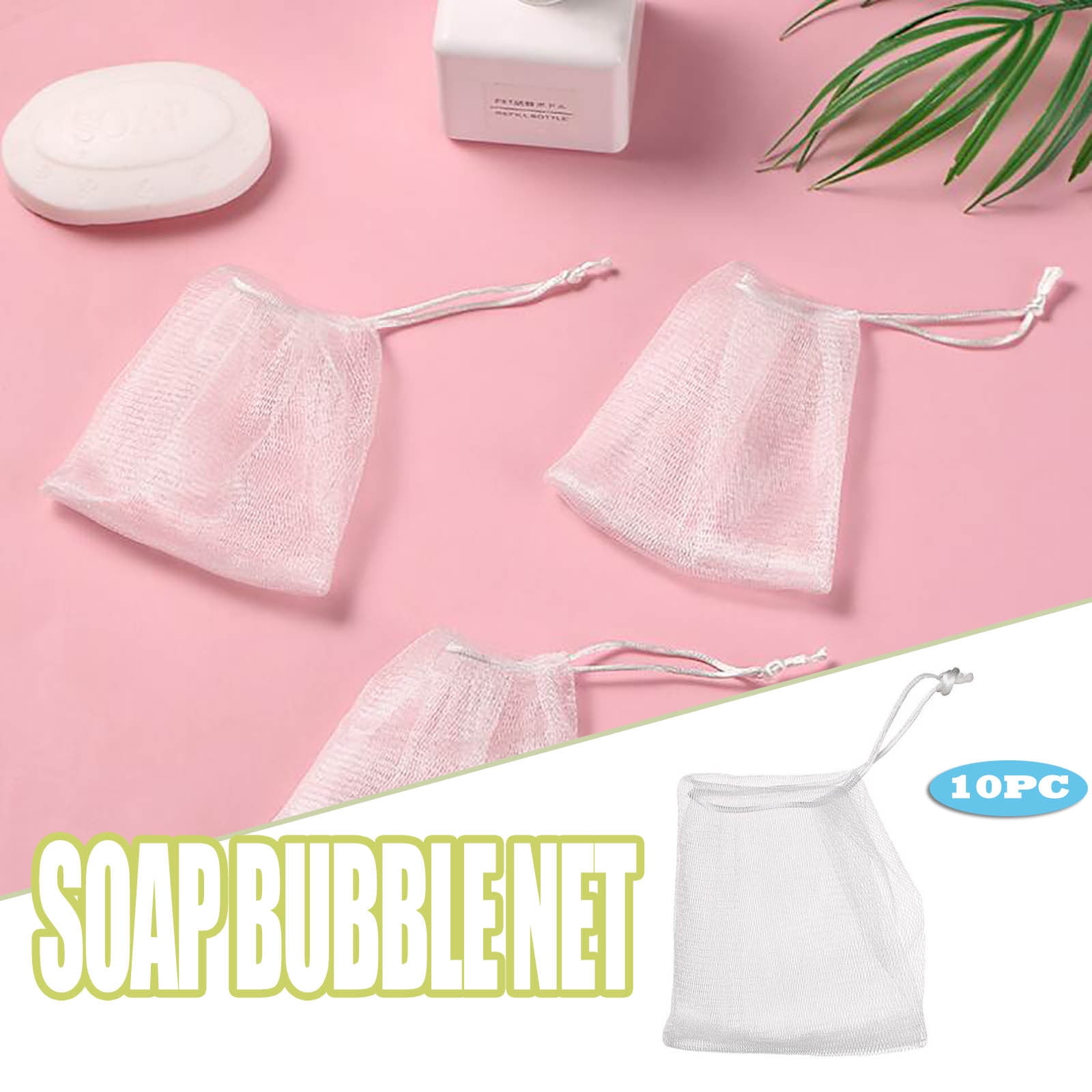 Foaming Soap Net Facial Cleansing Bag | Double Layer PE Mesh Foaming ...