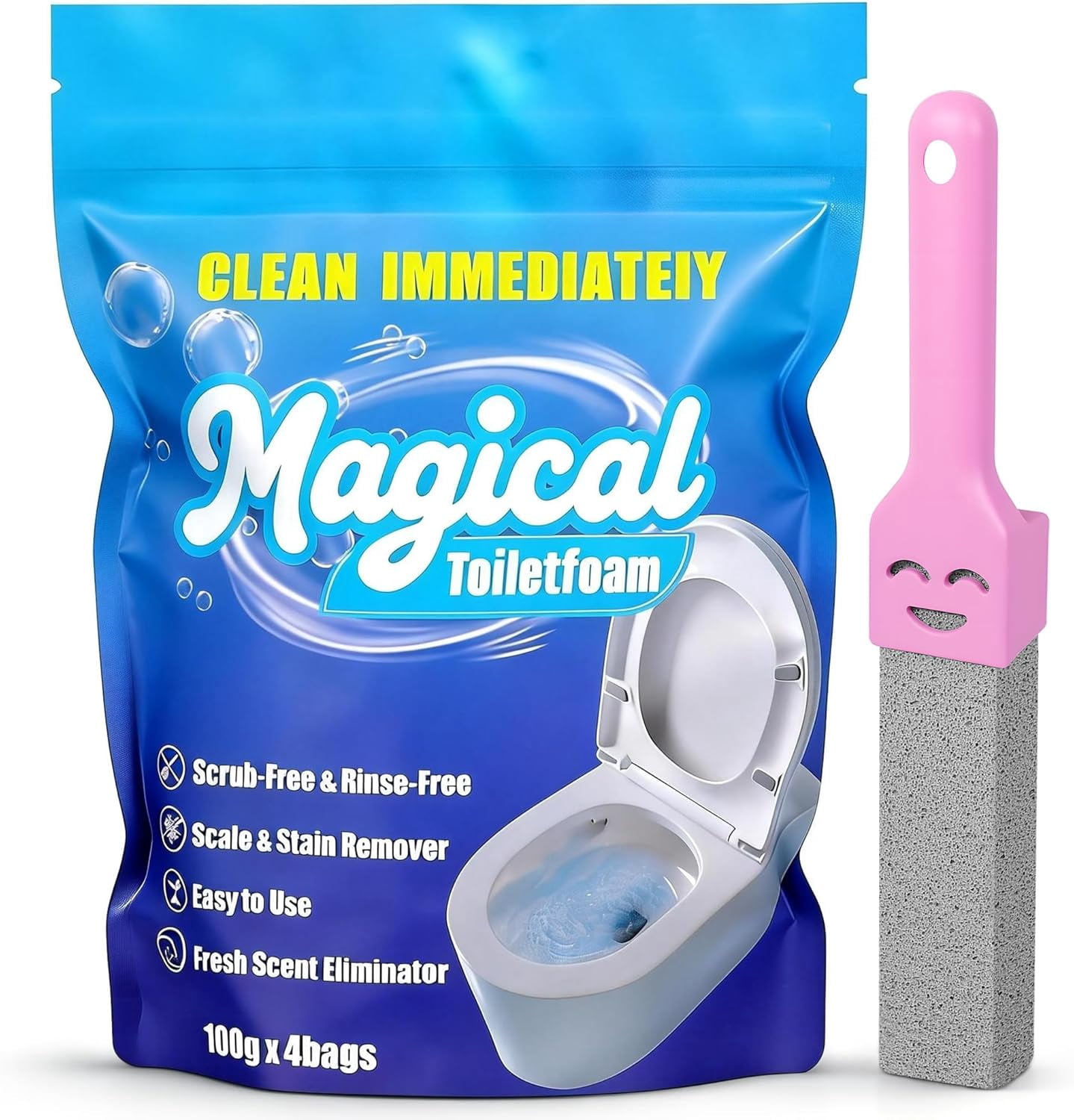 Foaming Toilet Bowl Cleaner Powder: Self-Activating Foam Toilet Cleaner ...