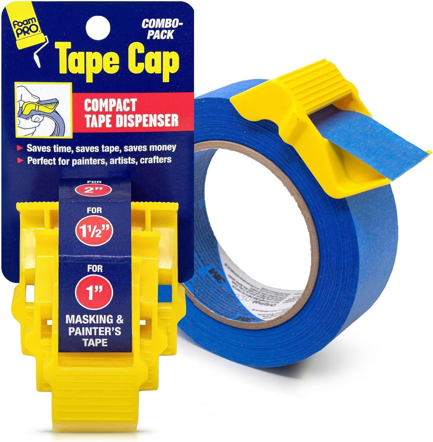 Foampro Tape Cap Compact Tape Dispenser for 1-2 in. masking tape, 3pk ...