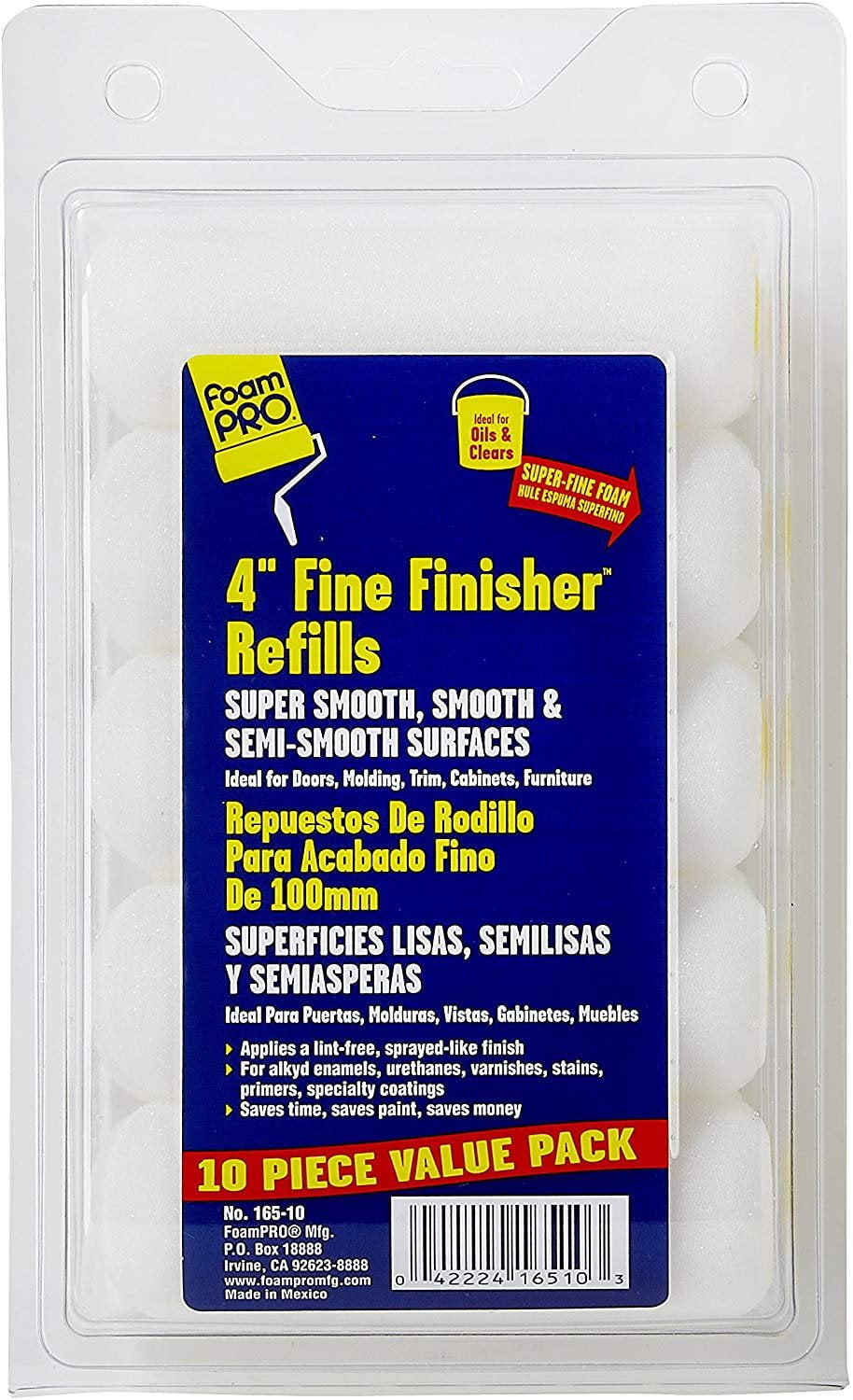 Foampro 165-10 "Fine Finisher" 4" Foam roller Refills Pk/10 - Walmart.com
