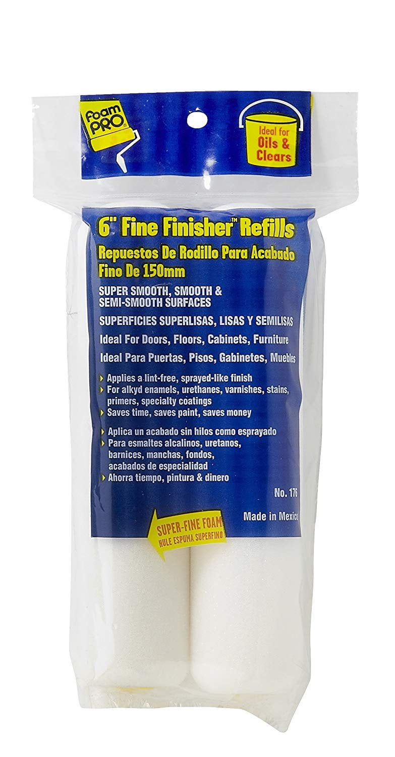 Foampro Foam Pro 176 Fine Finish Roller Refills, 6", Pk/2 - Walmart.com