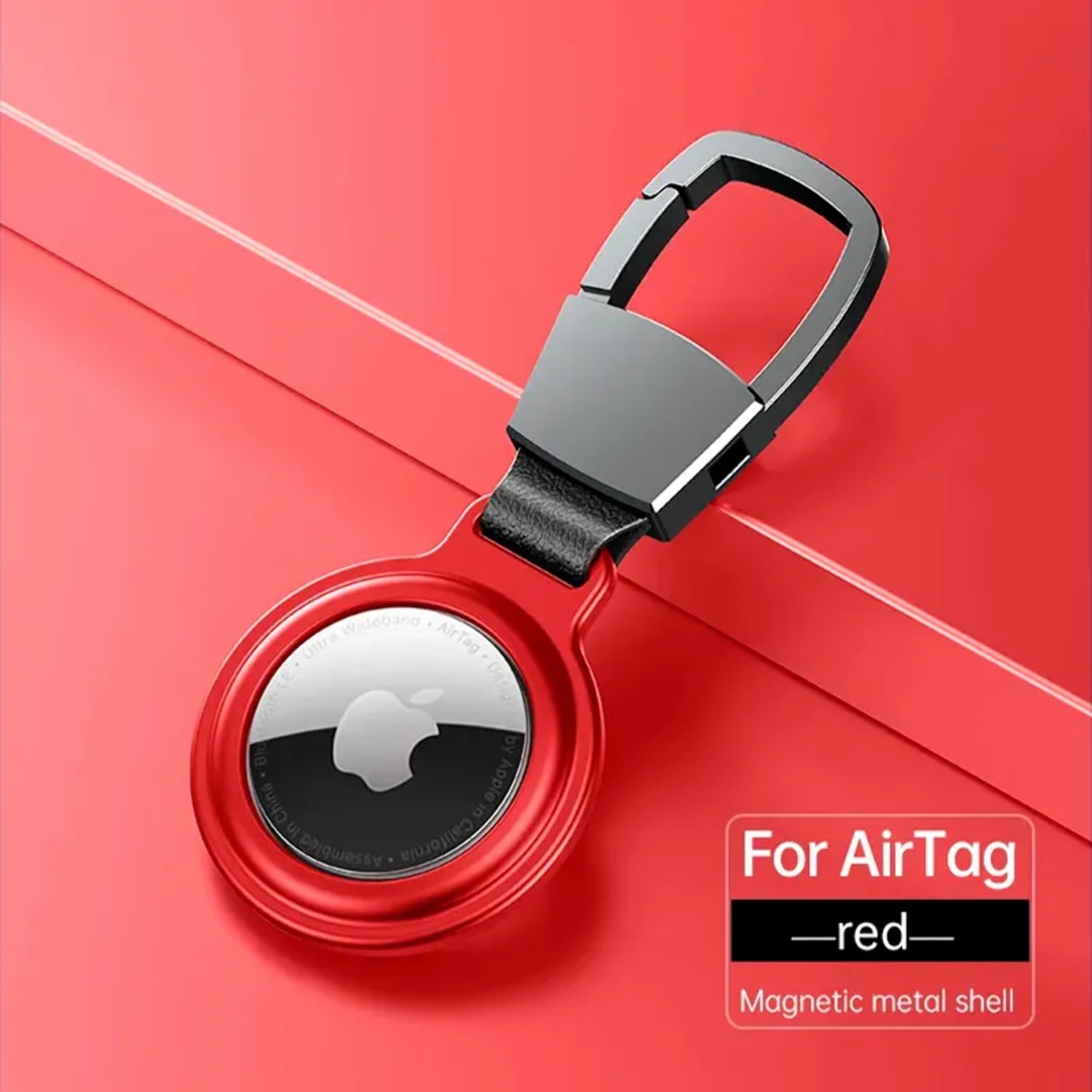 Rome Tech Acrylic FOB Case for Apple AirTag, Magnetic Attraction, Red ...