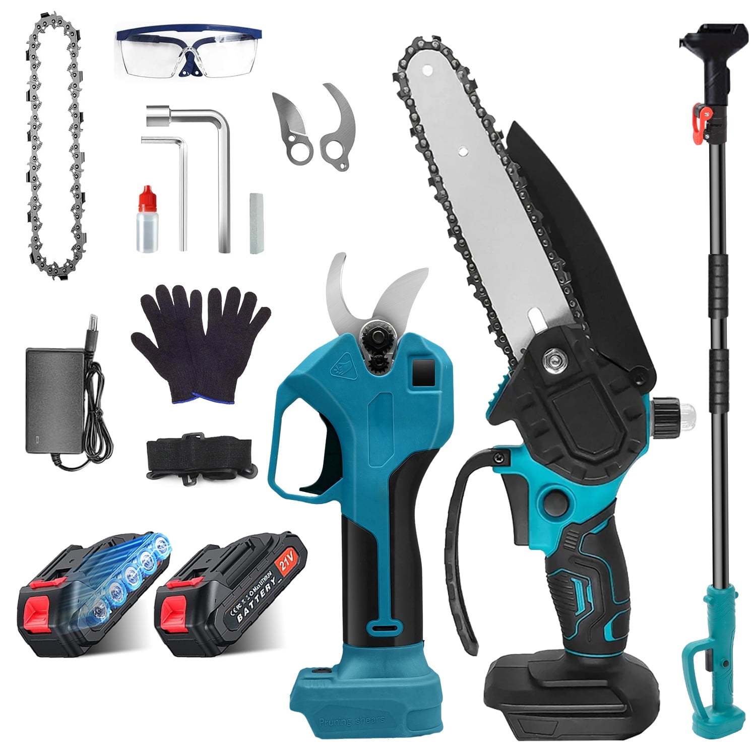 Focily 3 in 1 Electric Pruner Kit, 6 inches Cordless Chainsaw&Pruning ...