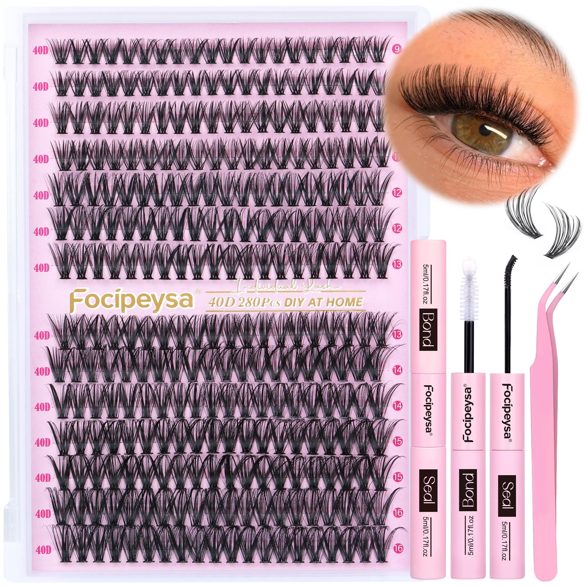 Focipeysa Eyelash Extension Kit IFF17 D Curl Lash 280pcs DIY Lash ...