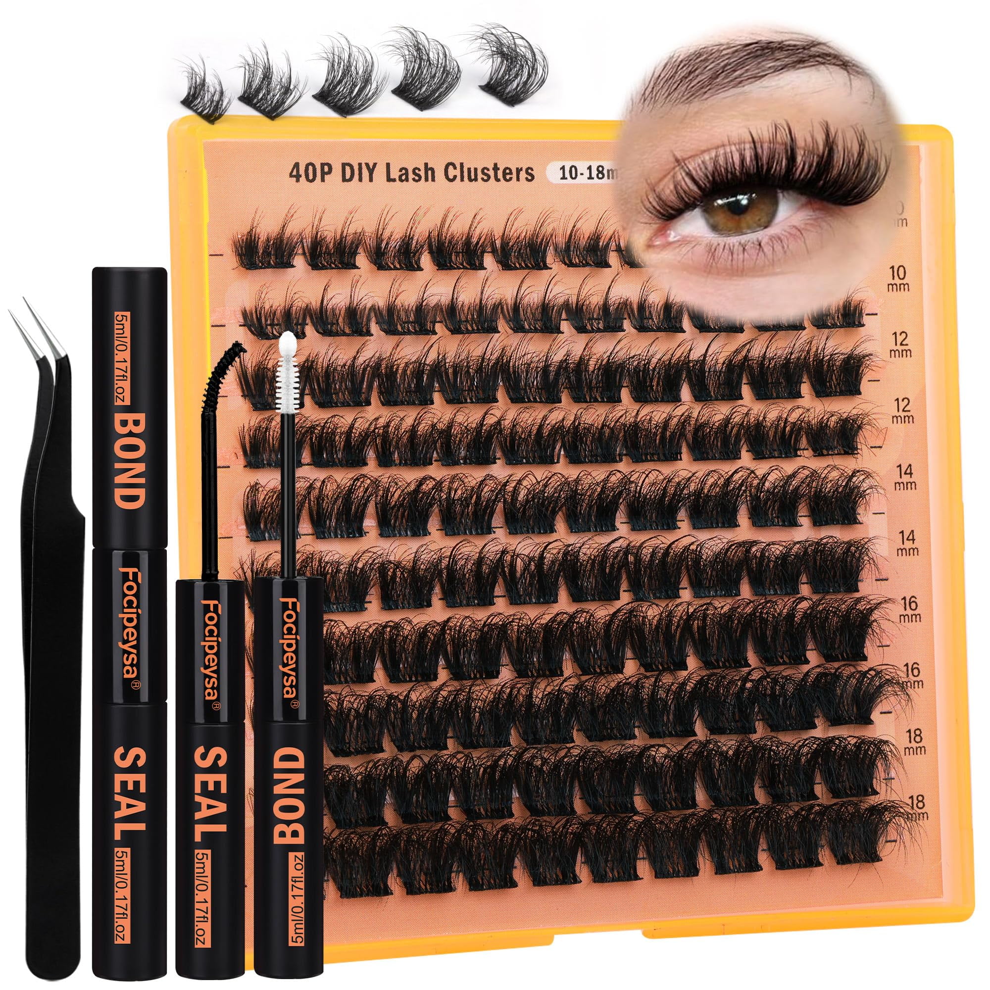 Focipeysa Thick Lash Extension SSF20 Kit Full Volume Lash Clusters 40P ...