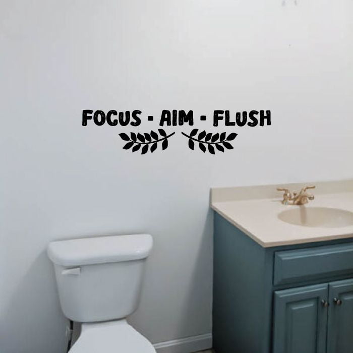 Focus - Aim - Flush - Bathroom Wall Sticker Signage Vinyl Wall Art ...