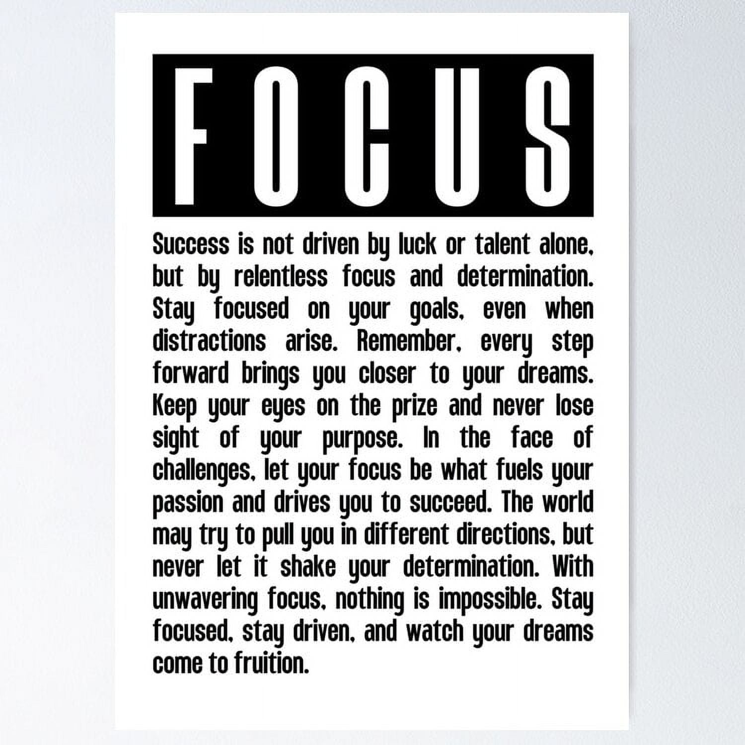 Focus Definition Quotes UNFRAMED Poster, 24x36 - Walmart.com