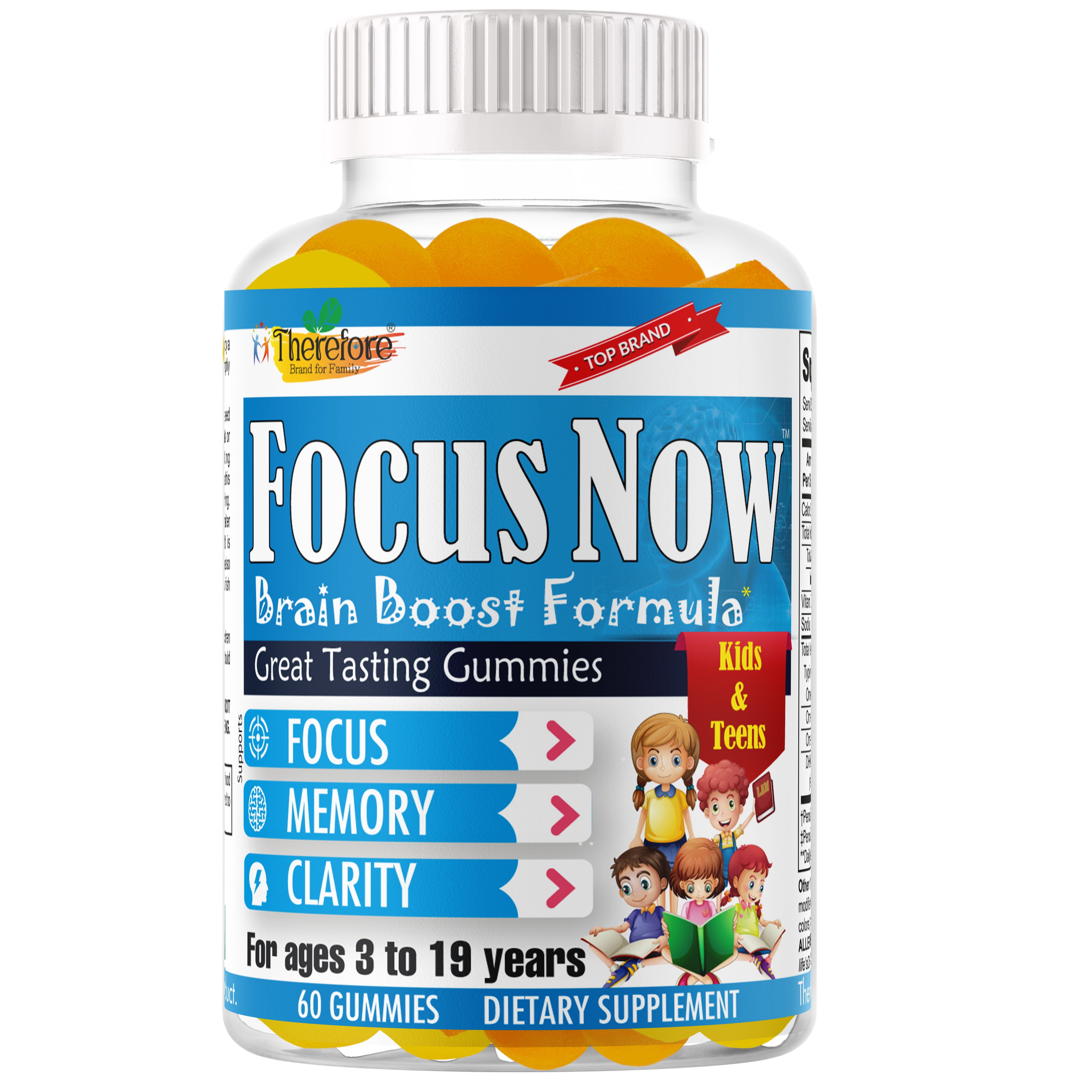 Focus Now Kids Brain Memory and Focus Supplements, Brain Booster Gummy ...