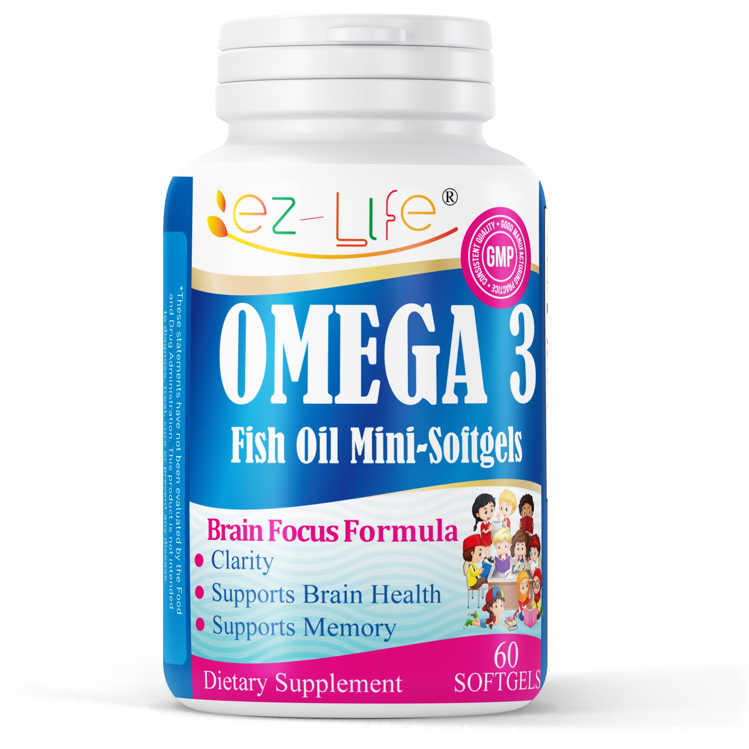 Focus Supplement Attention and Focus for Kids & Teens Omega 3 Softgels ...