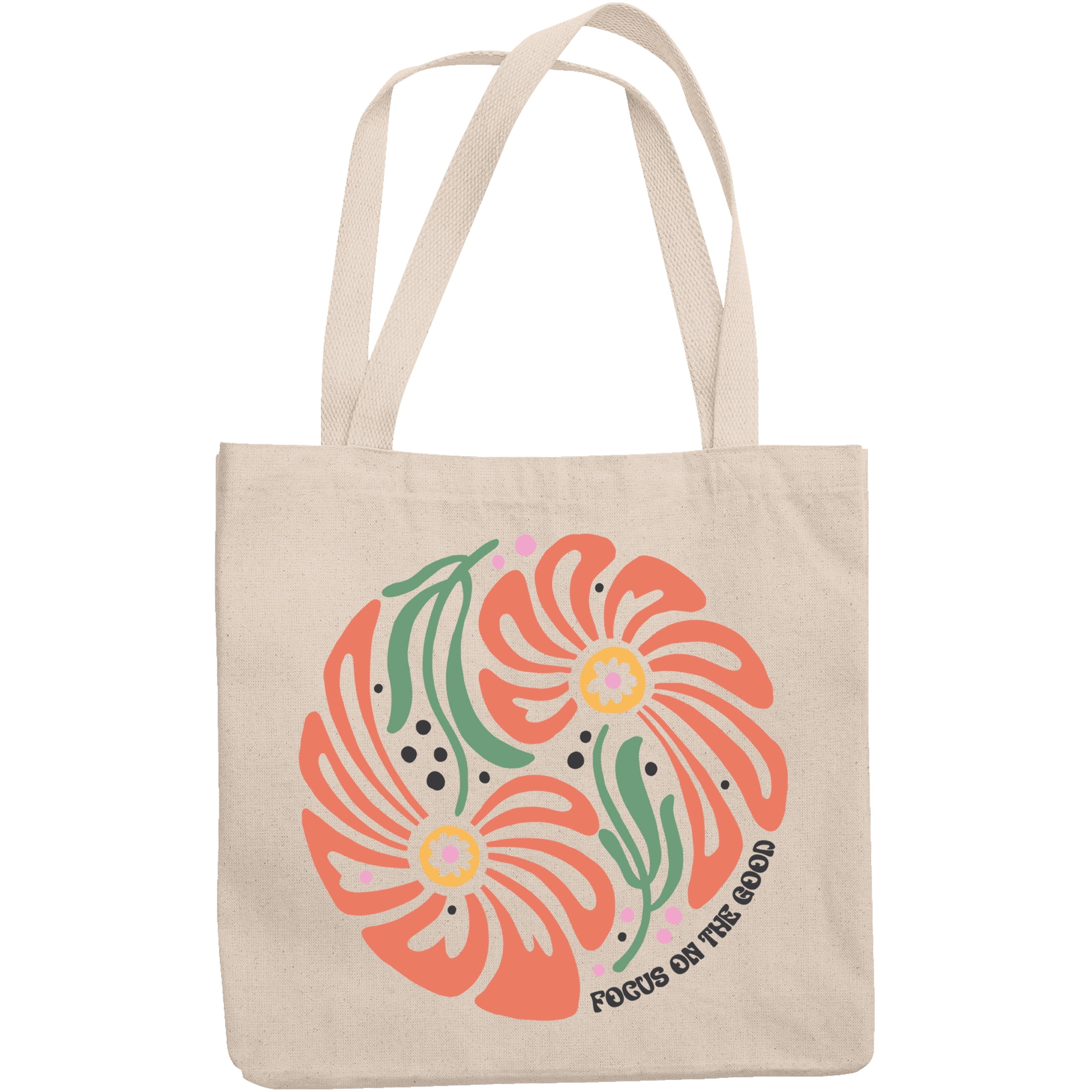 Focus on the Good, Botanical Boho Flowers Art Merch Gift, 12oz Canvas ...