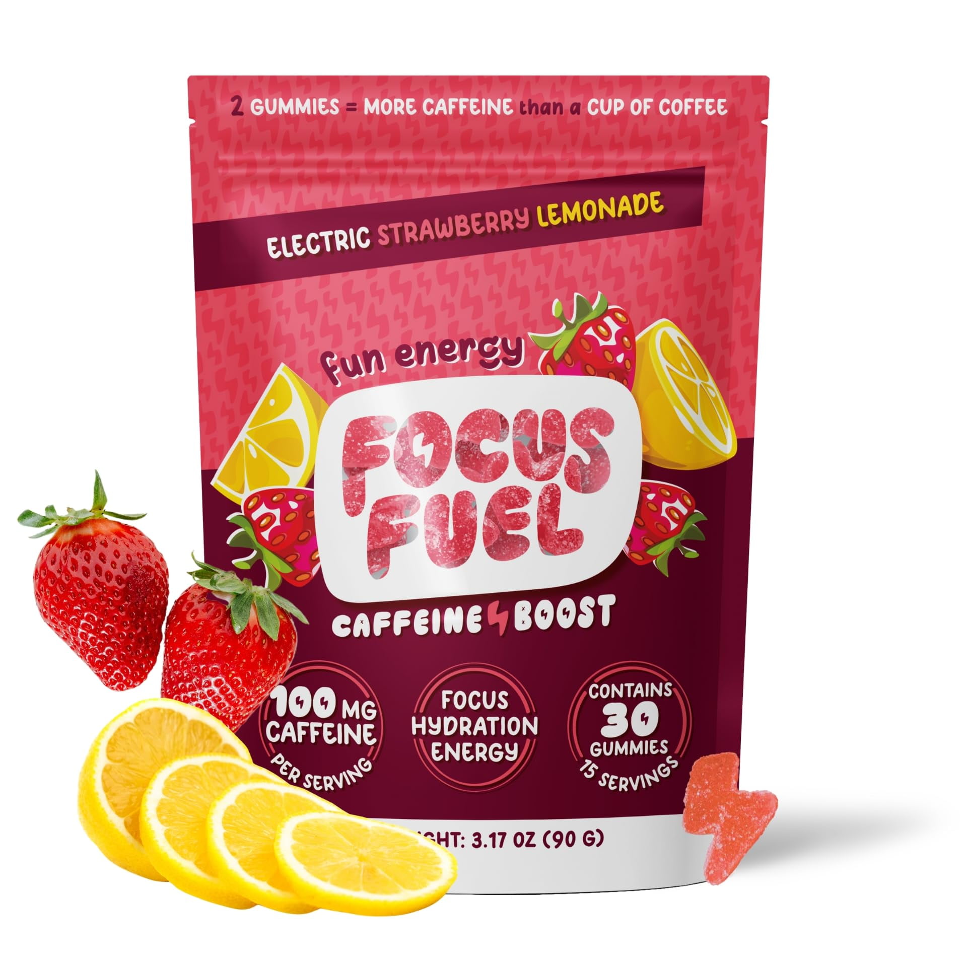 FocusFuel Energy Chews - Focus + Energy Gummies, 100mg Caffeine per 2 Gummies, Includes B12 ...