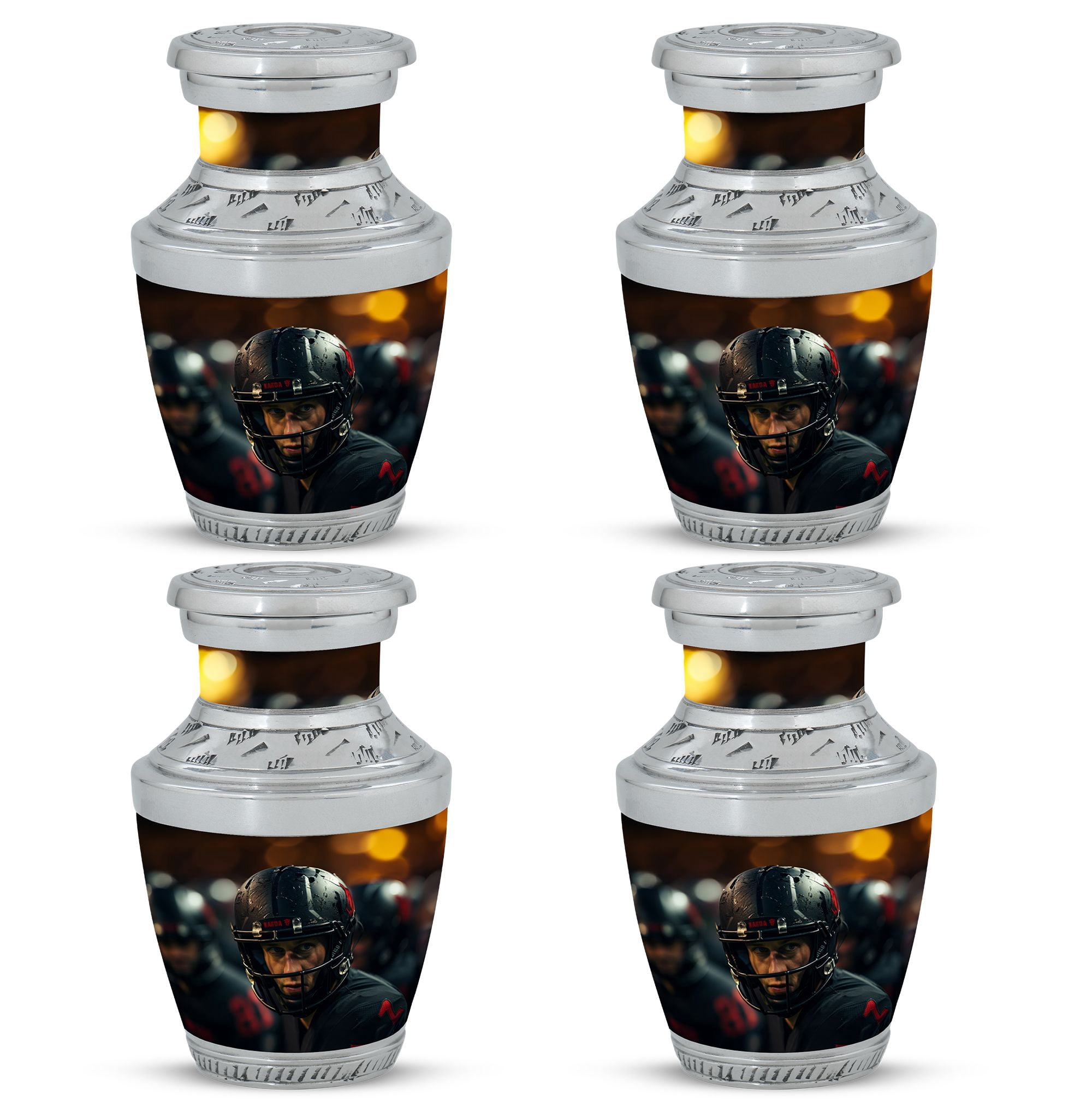 Focused Football Player Tranquil Tribute - Mini Keepsake Urn for Serene ...