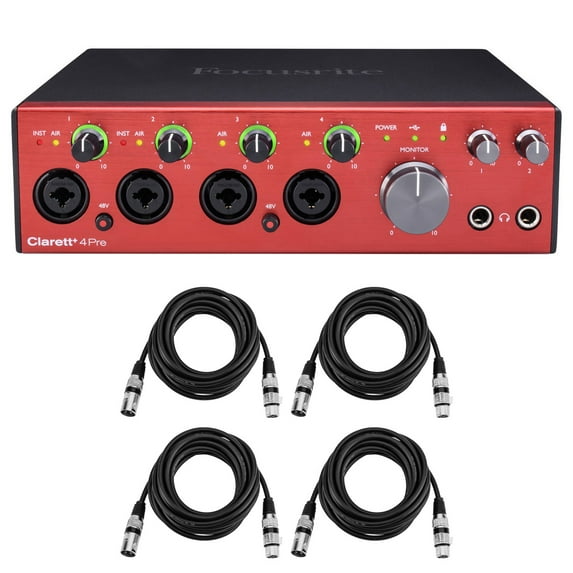 Focusrite Clarett+ 4Pre 8-Channel 18-In/8-Out Audio Interface, Bundle ...