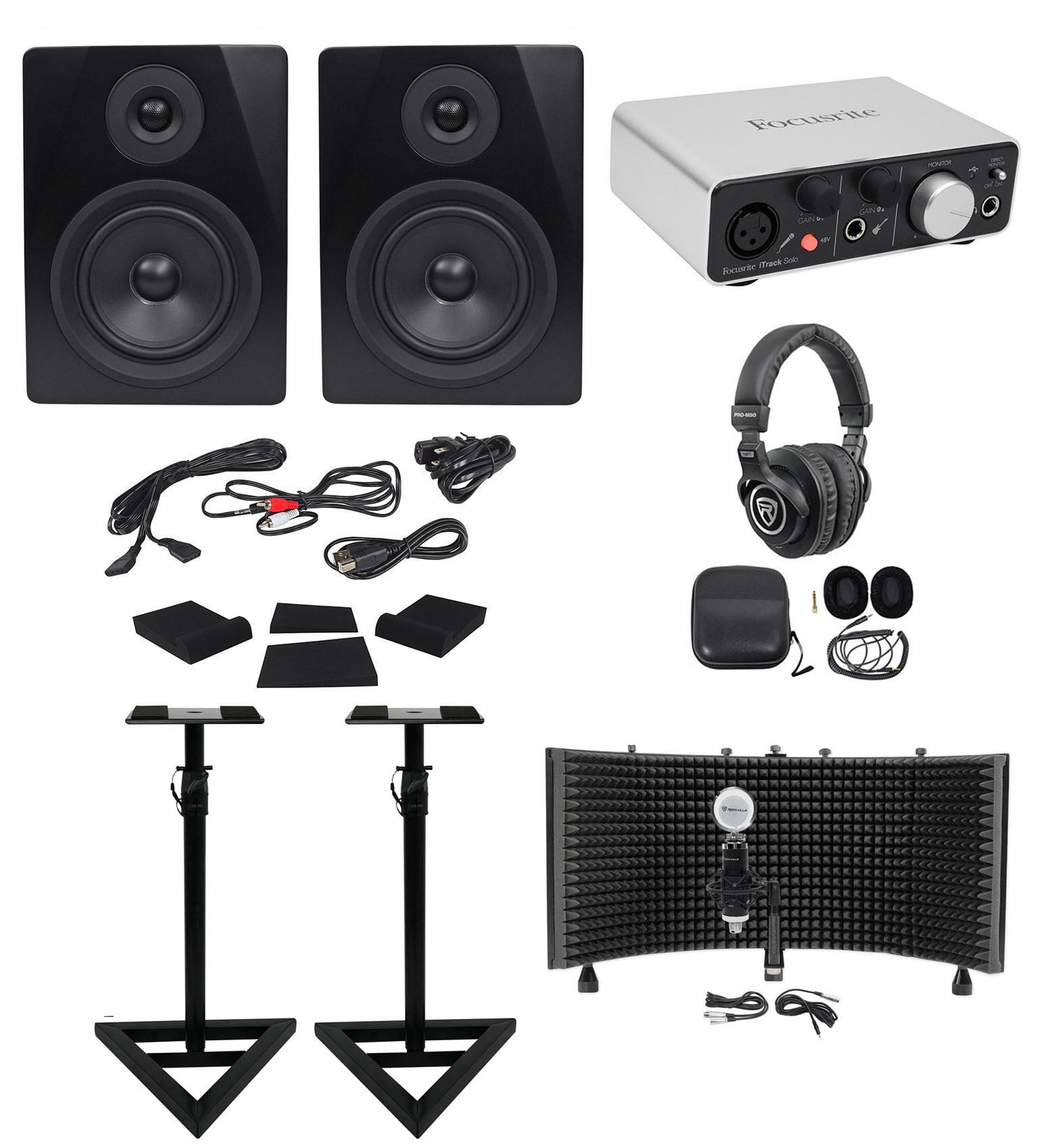 Focusrite Full Audio Recording Setup with Interface, Mic, Stereo ...
