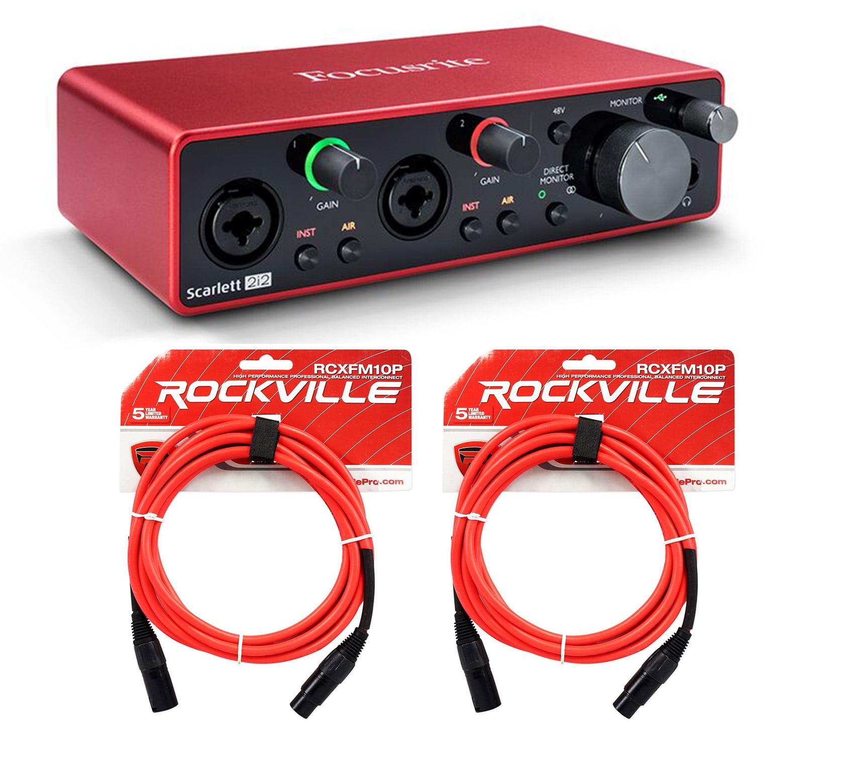 Focusrite SCARLETT 2I2 3rd Gen 192KHz USB Audio Recording Interface and ...