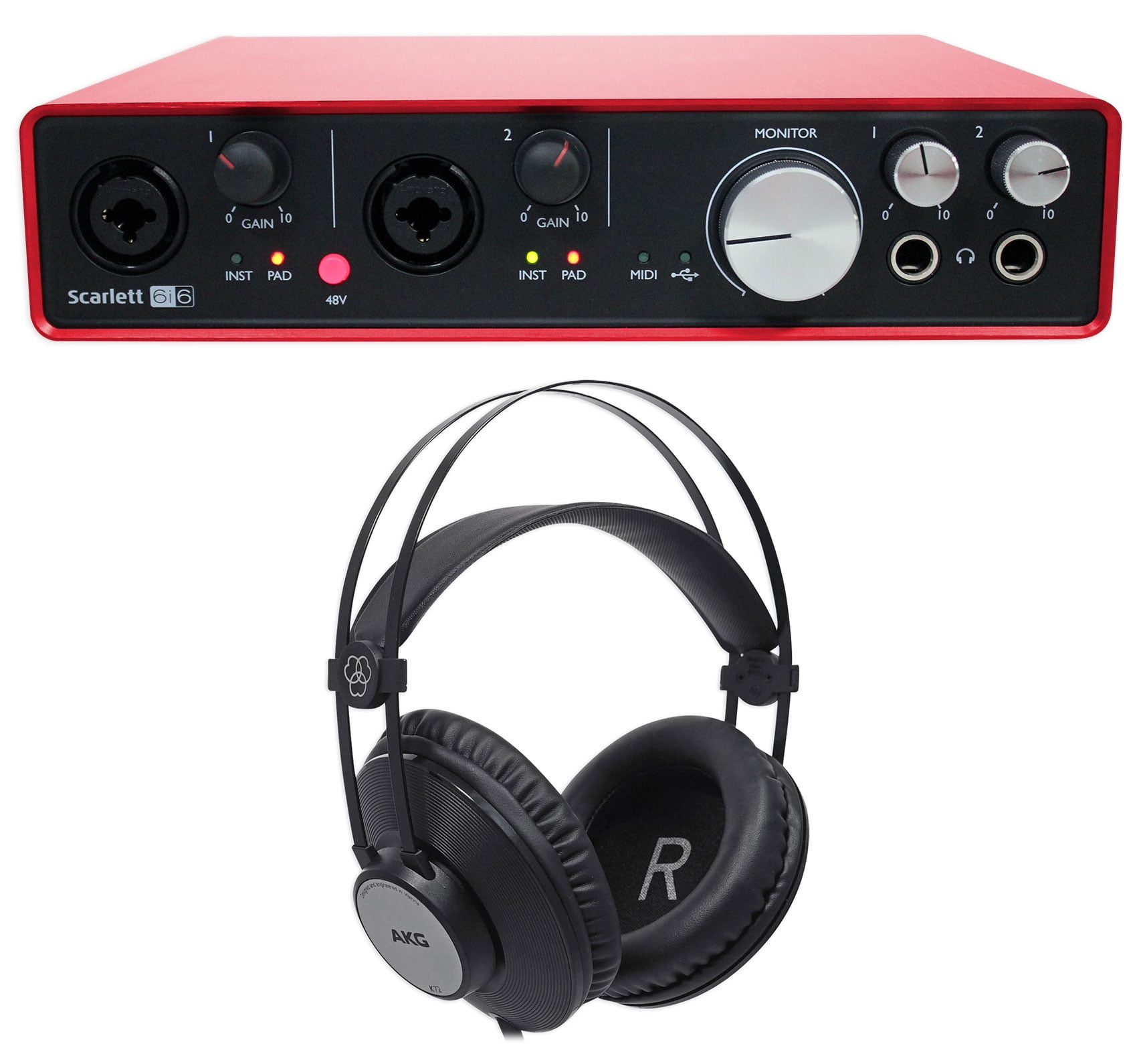 Focusrite SCARLETT 6I6 2nd Gen USB Audio Recording Interface+AKG ...