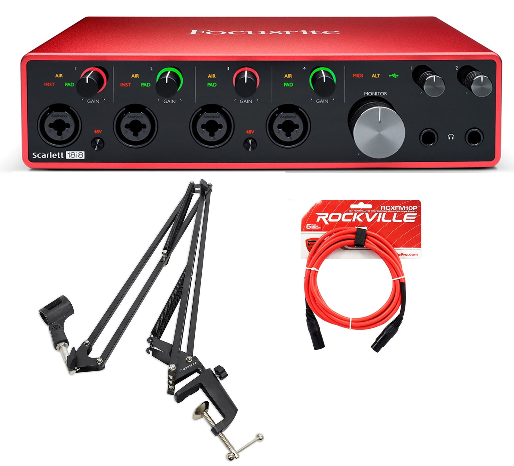 Focusrite Scarlett 18i8 3rd Gen 18-in, 8-out USB audio interface +Boom ...
