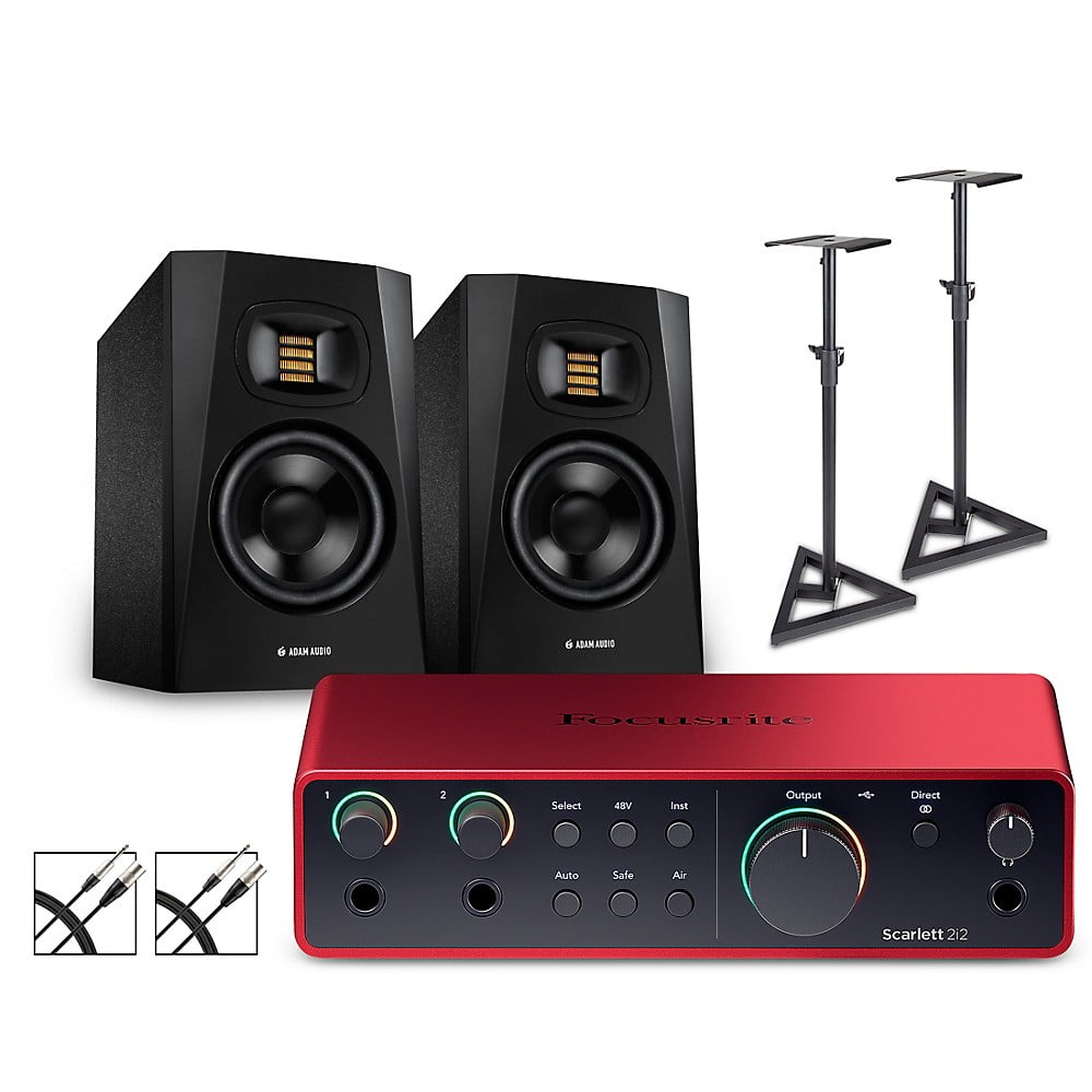 Focusrite Scarlett 2i2 4th Gen With Adam Audio T-Series Studio Monitors ...