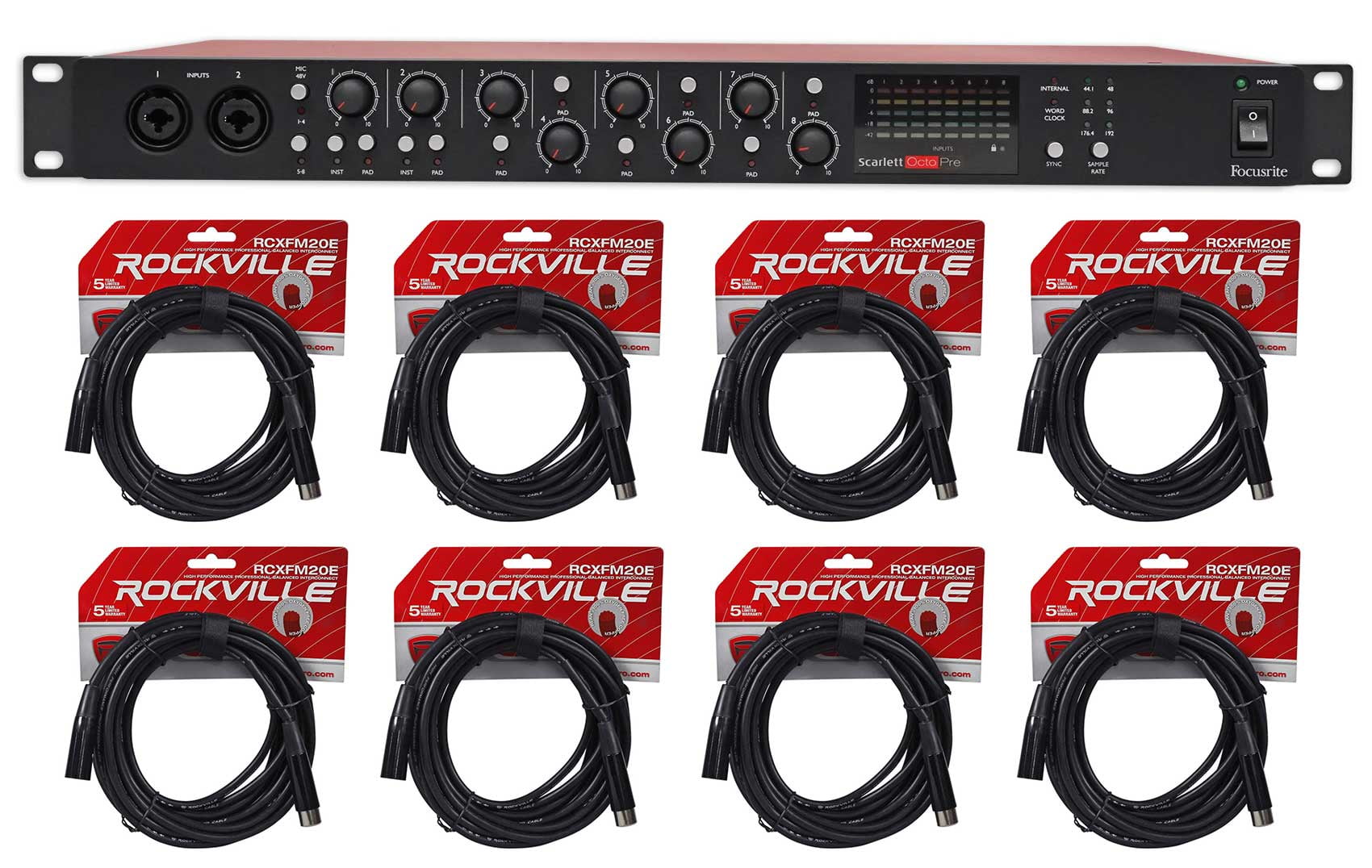 Focusrite Scarlett OctoPre 8-Channel Microphone Mic Preamp + (8) XLR ...