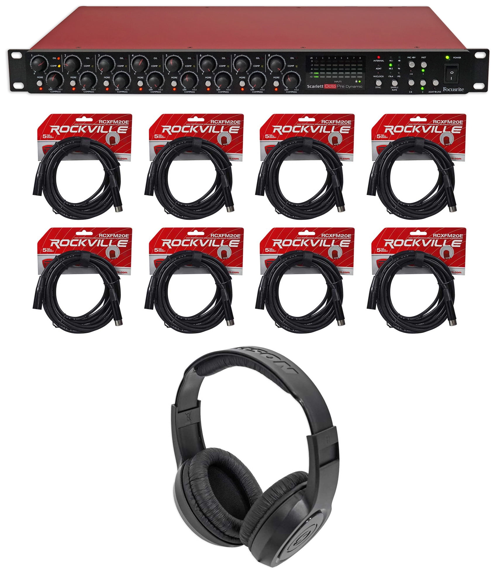 Focusrite Scarlett OctoPre Dynamic Microphone Preamp+(8) XLR Cables ...
